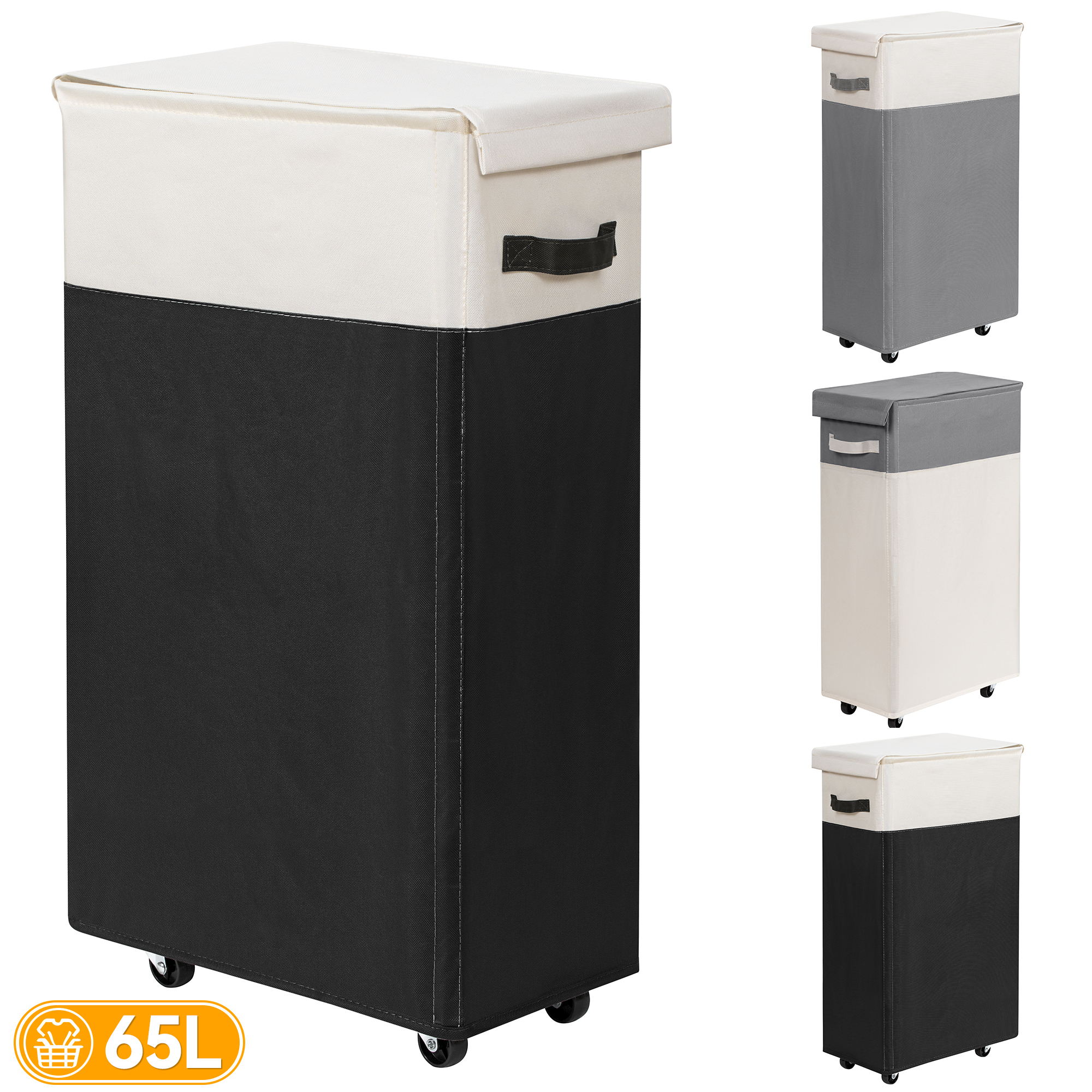 Home Logic 2 Bushel Rolling Plastic Laundry Hamper with Pop-up Handle ...