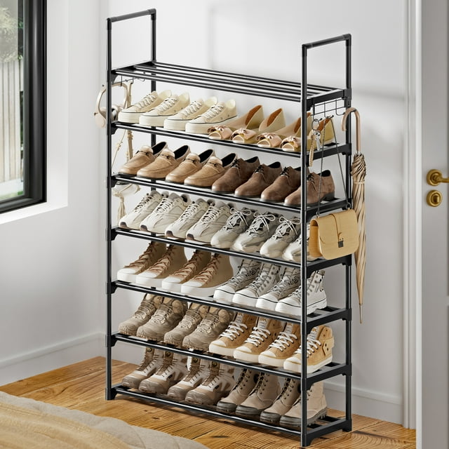 BGTREND 7 Tiers Shoe Rack Shoe Storage Organizer 25-30 Pairs Joinable ...