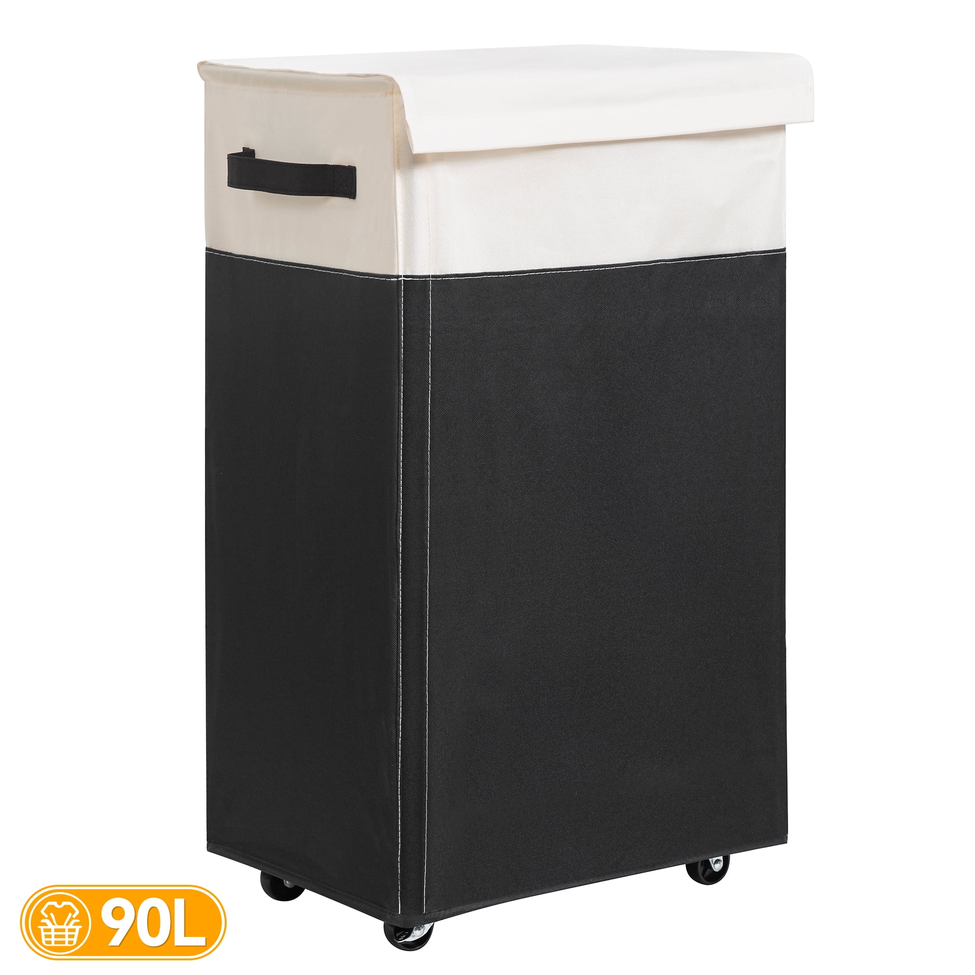 BGTREND 90L Rolling Laundry Hamper with Lid and Wheels, Black - Walmart.com