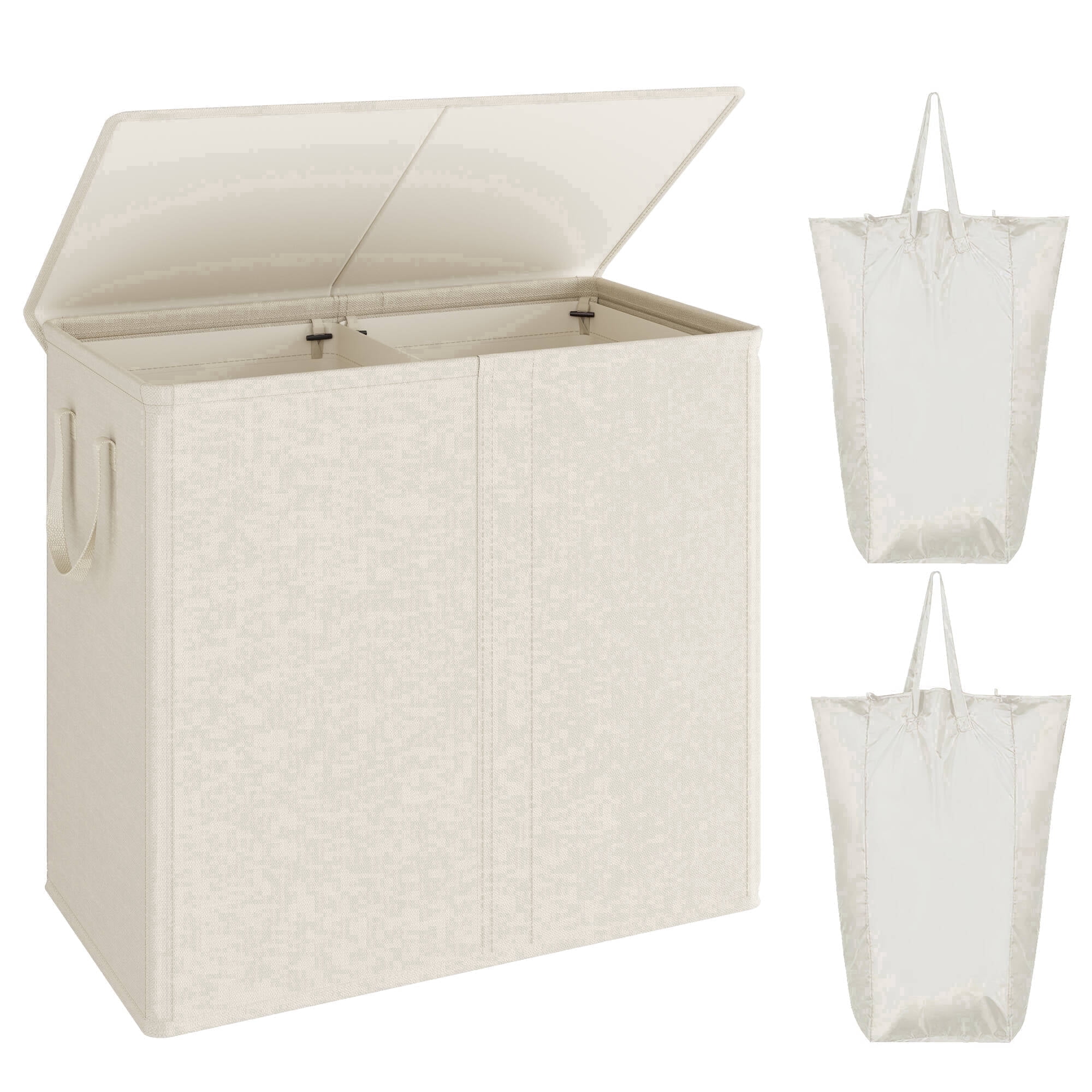 BGTREND Double Laundry Hamper with Lid 110L Laundry Basket with ...