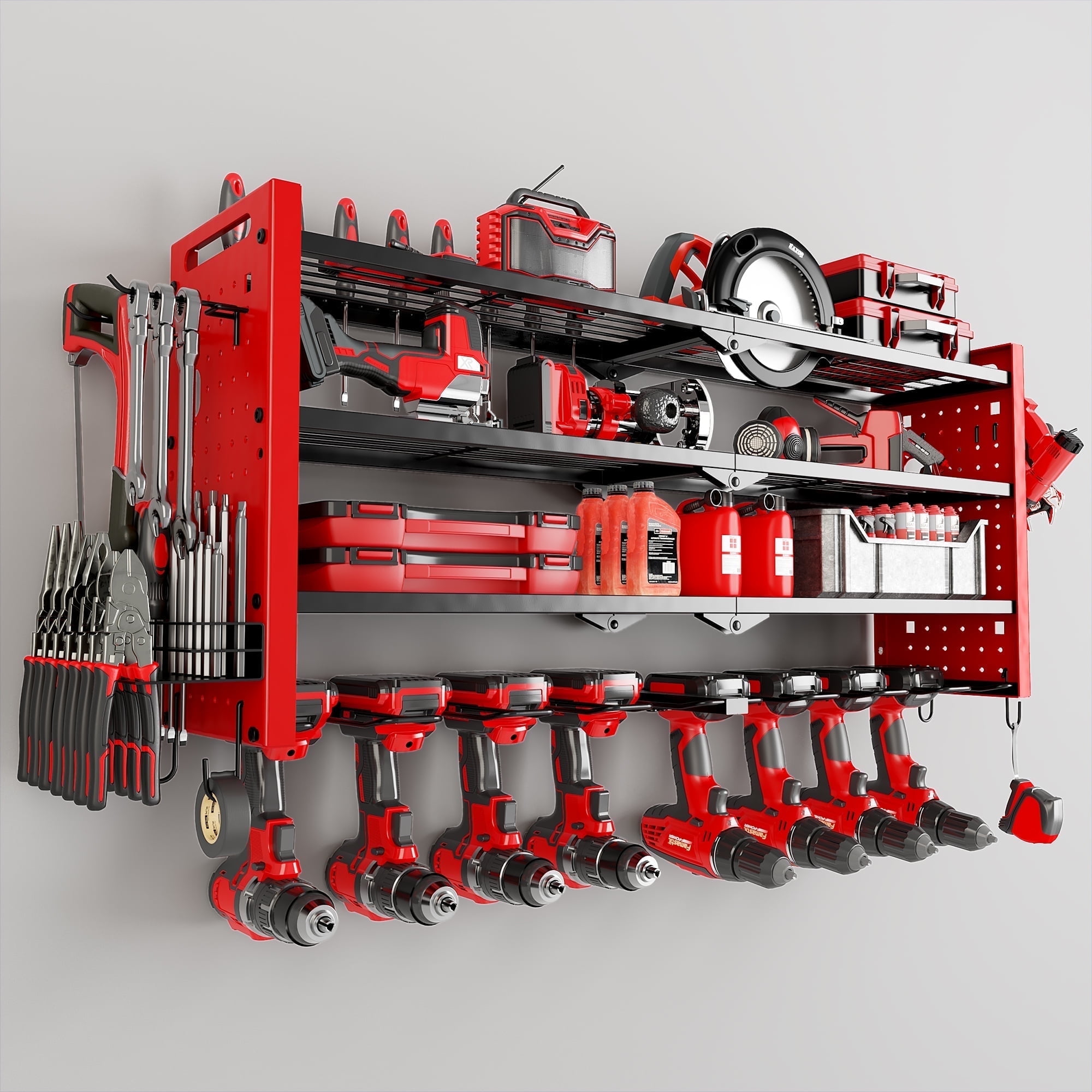 BGTREND Power Tool Organizer Wall Mount with 8 Cordless Drill Holders ...