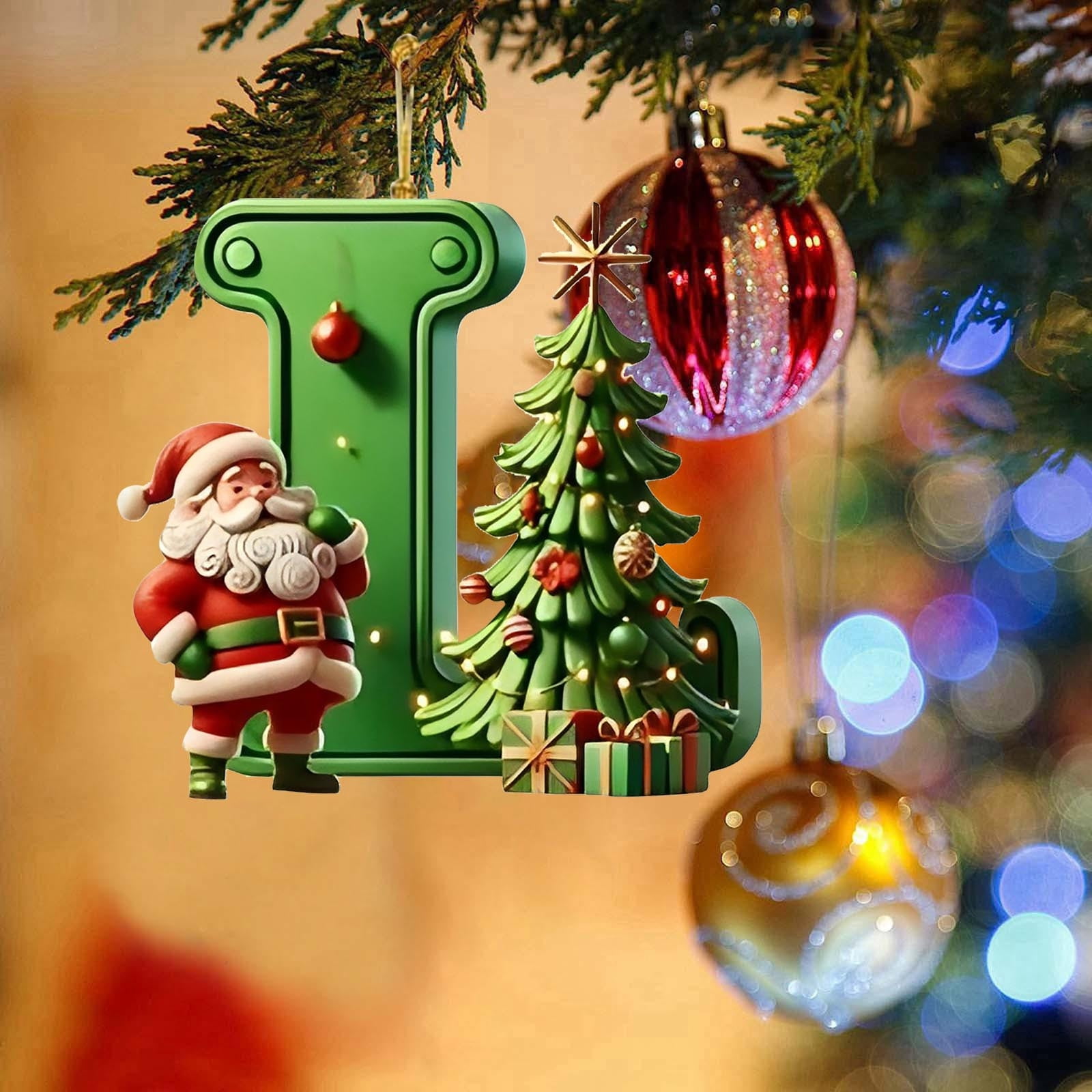 BGZLEU 26 Alphabet Ornaments with Christmas Tree Santa Claus for ...