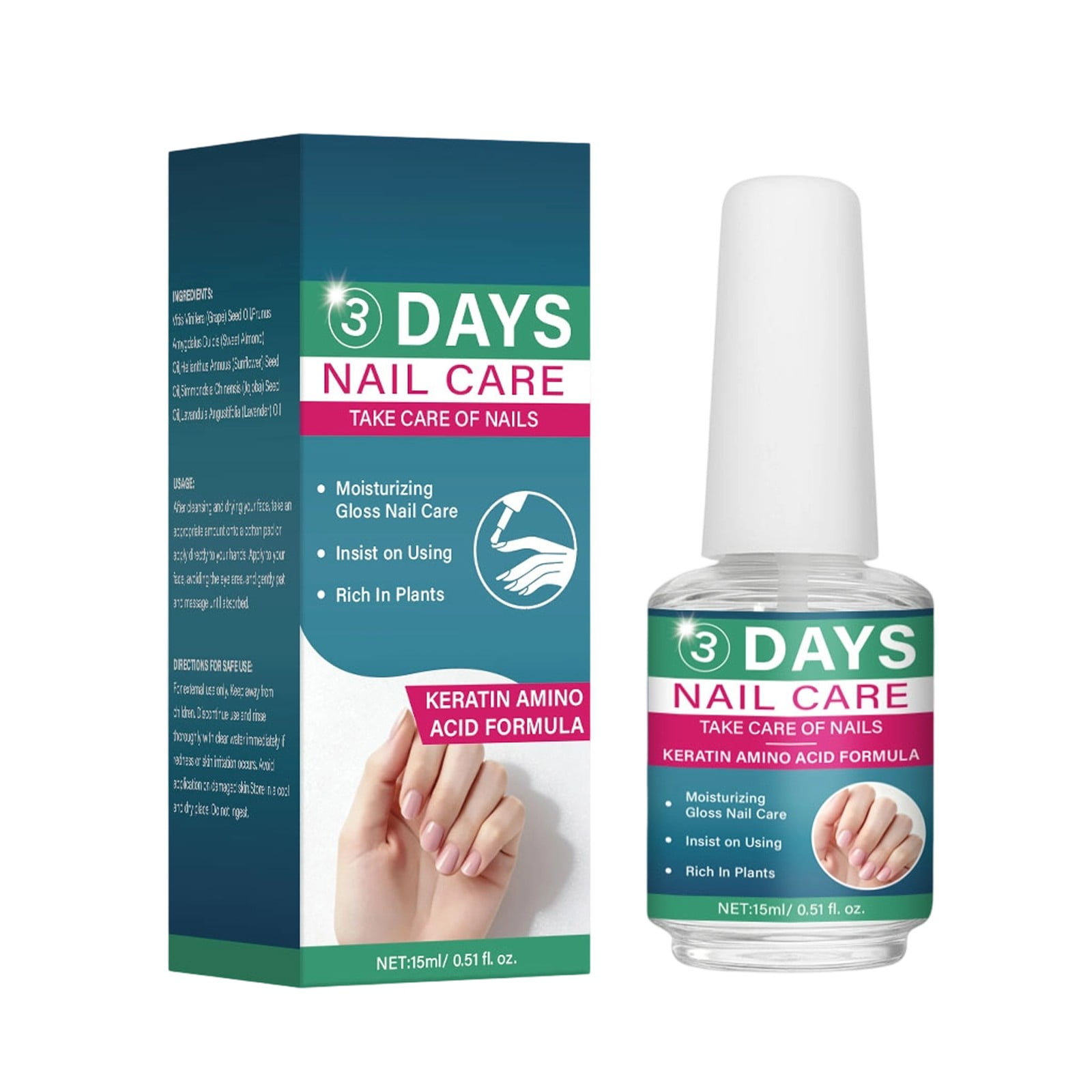 BGZLEU 3 Days Nail Care Formula with Keratin Amino Acid & Aloe for ...