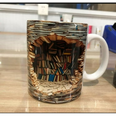 Rungungde 3D Bookshelf Mug - 11oz 3D Bookshelves Hole In A Wall Mug ...