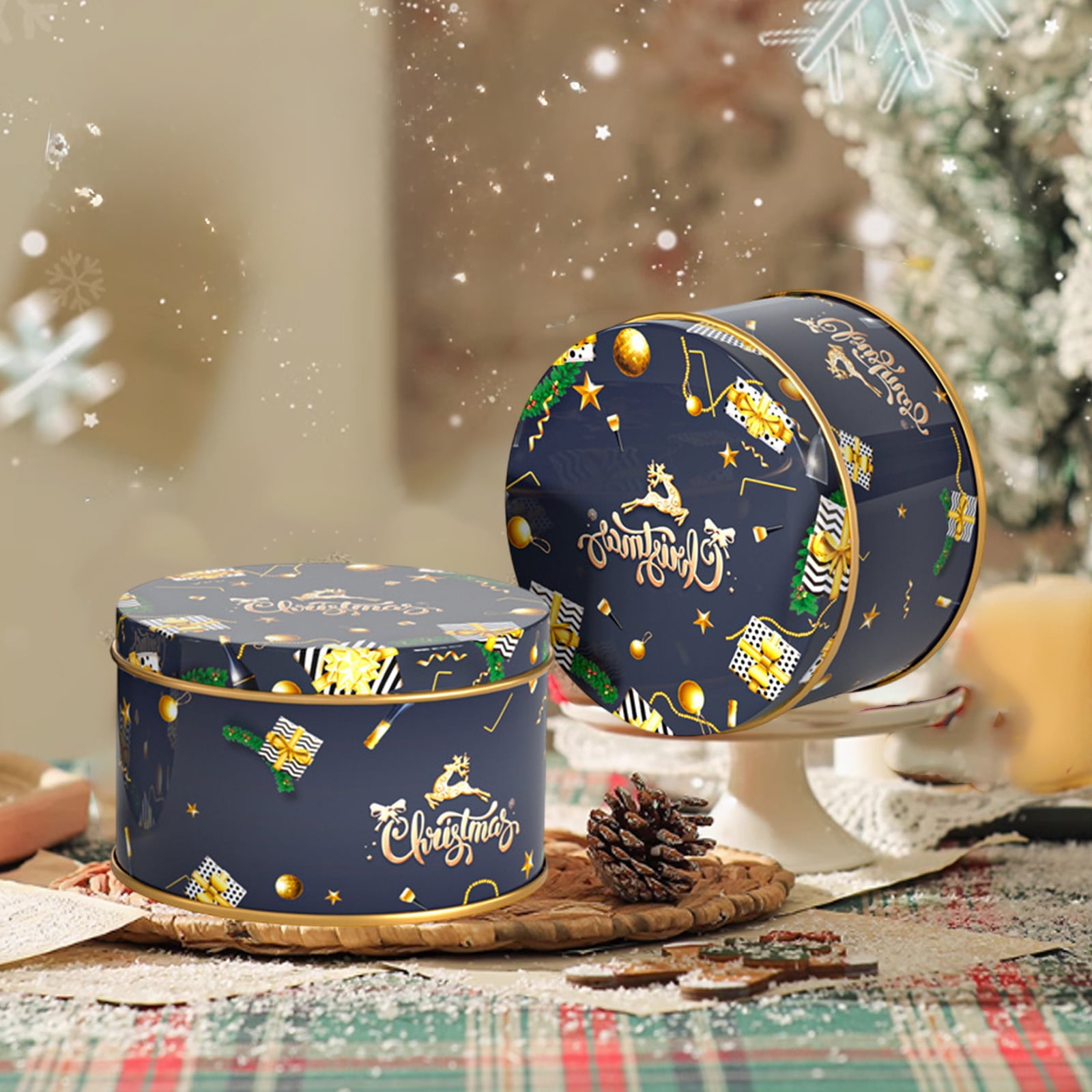 BGZLEU Christmas Cookie Tins, Christmas Food Tin Box, Treat Containers ...