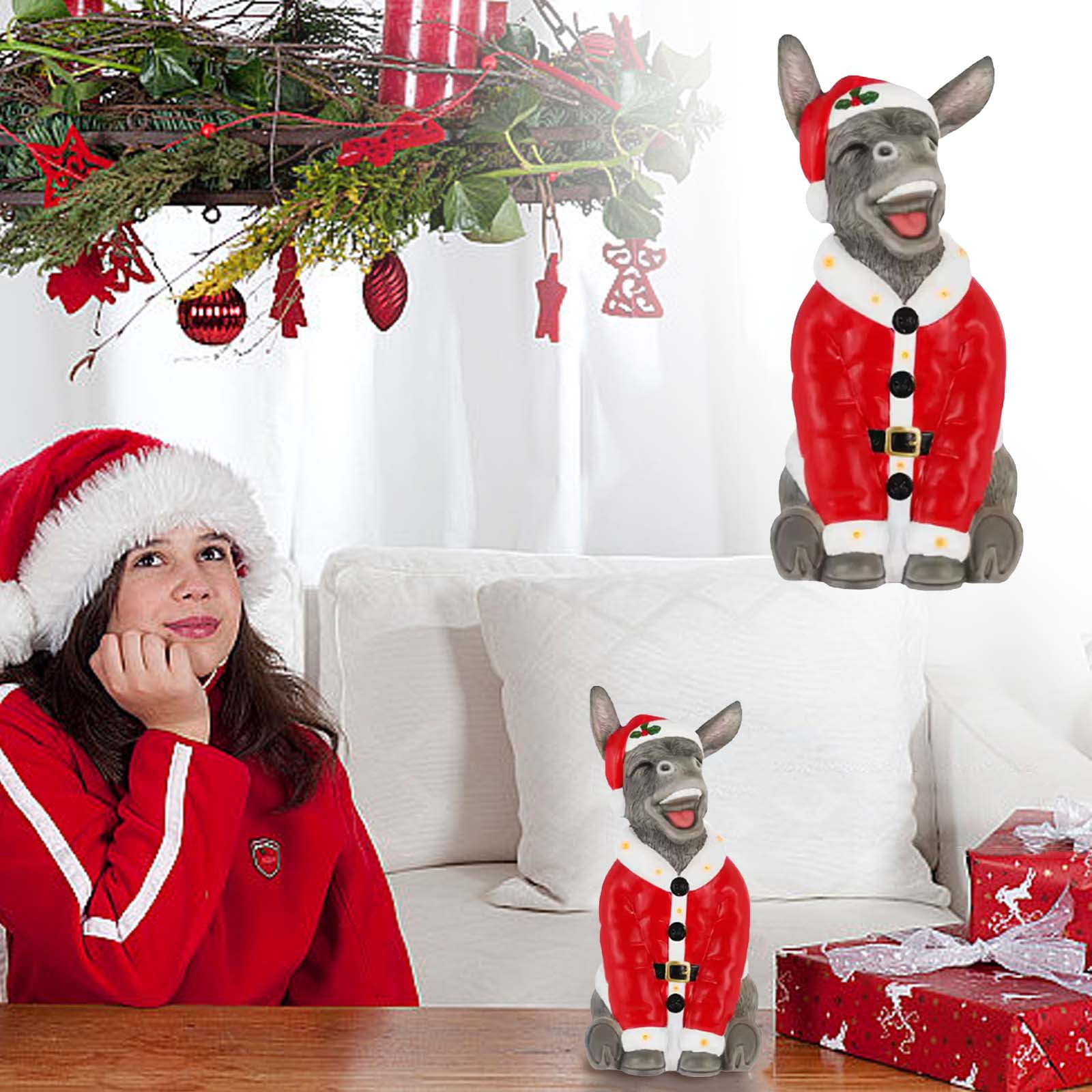 BGZLEU Christmas Donkey 2025, 8 Inch Santa Resin Statue, Donkey ...