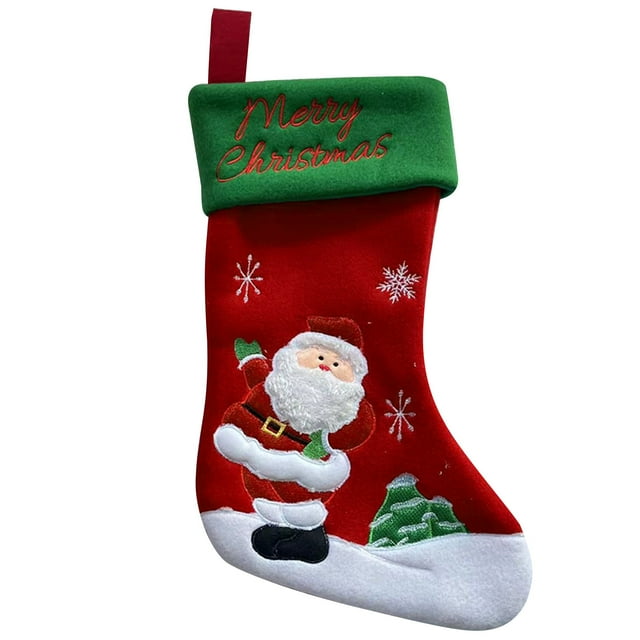 BGZLEU Christmas Stockings Xmas Santa Stockings Fireplace Hanging ...
