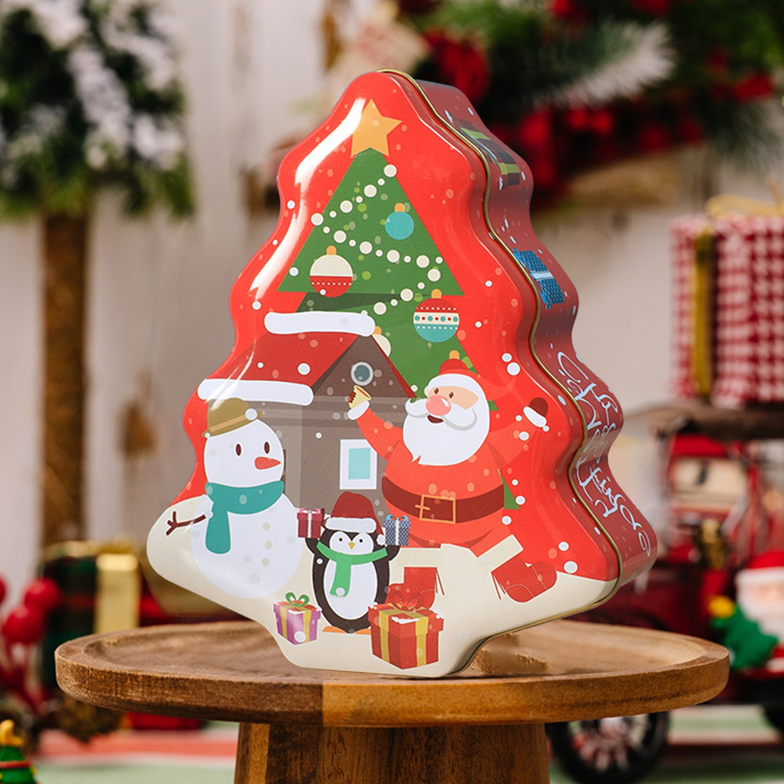 BGZLEU Christmas Tin Box Collection with Lids - 7.09in Christmas Tree ...