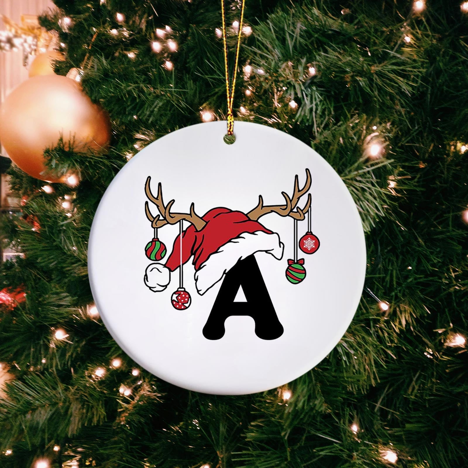BGZLEU Customize Christmas Ornament 2024 English Alphabet A White ...