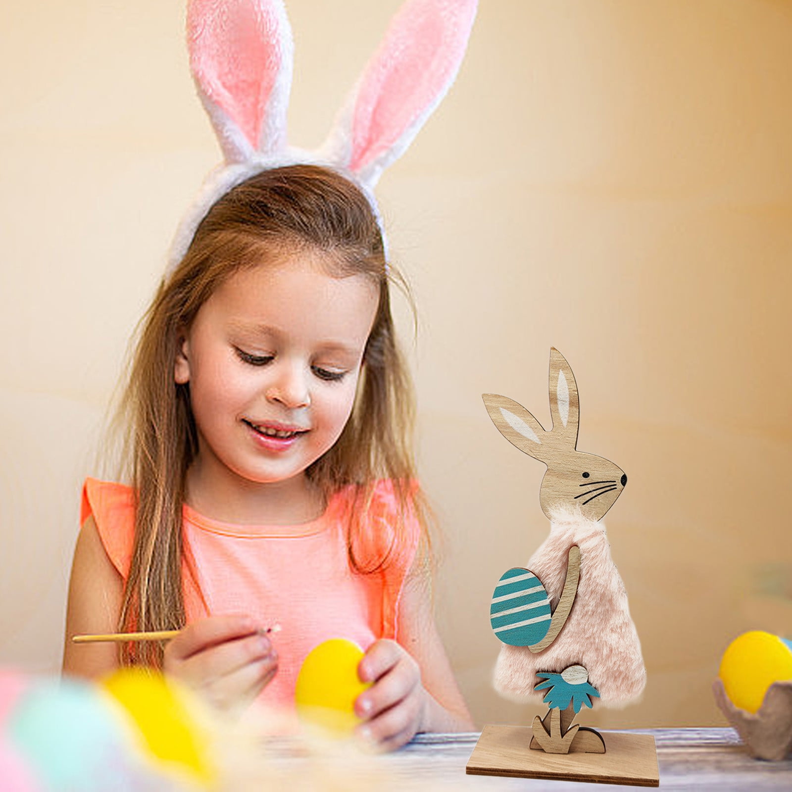 BGZLEU Easter Wooden Bunny Table Centerpiece Ornament Farmhouse Rustic ...