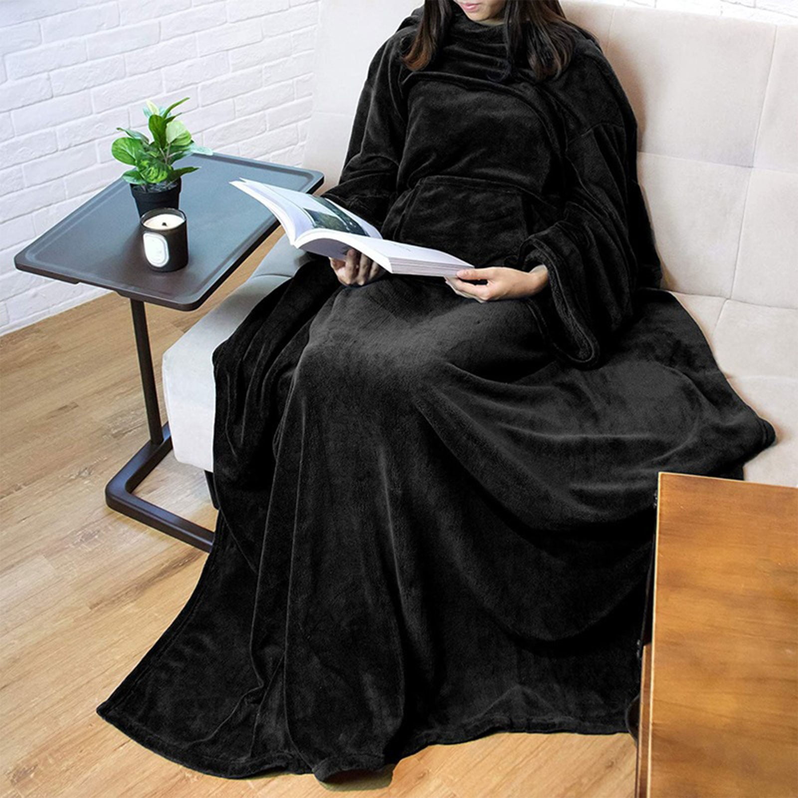 BGZLEU Fleece Wearable Blanket With Sleeves, Wearable Blanket with ...