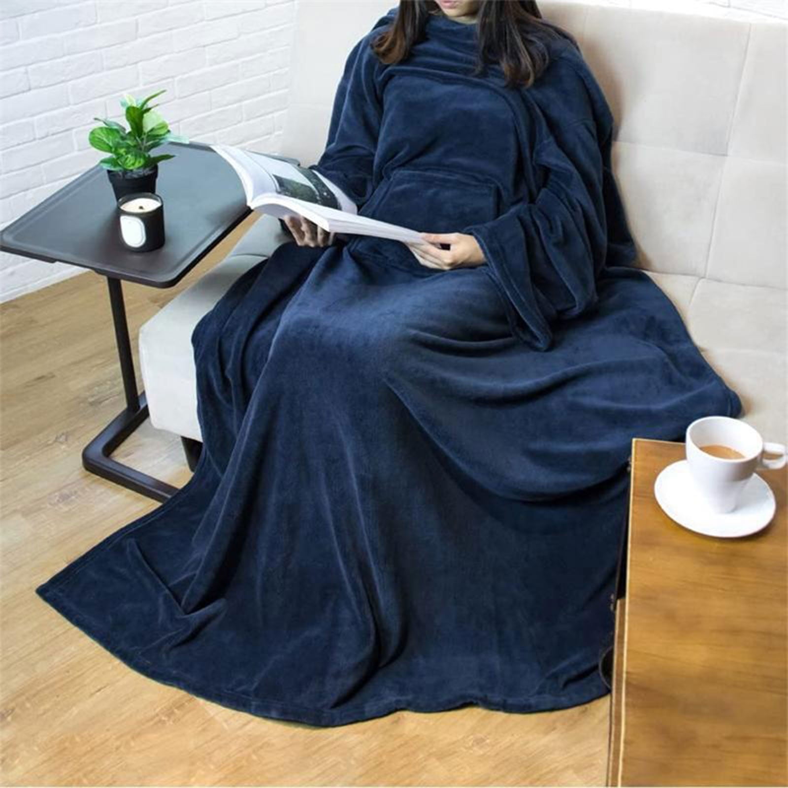 BGZLEU Fleece Wearable Blanket With Sleeves, Wearable Blanket with ...