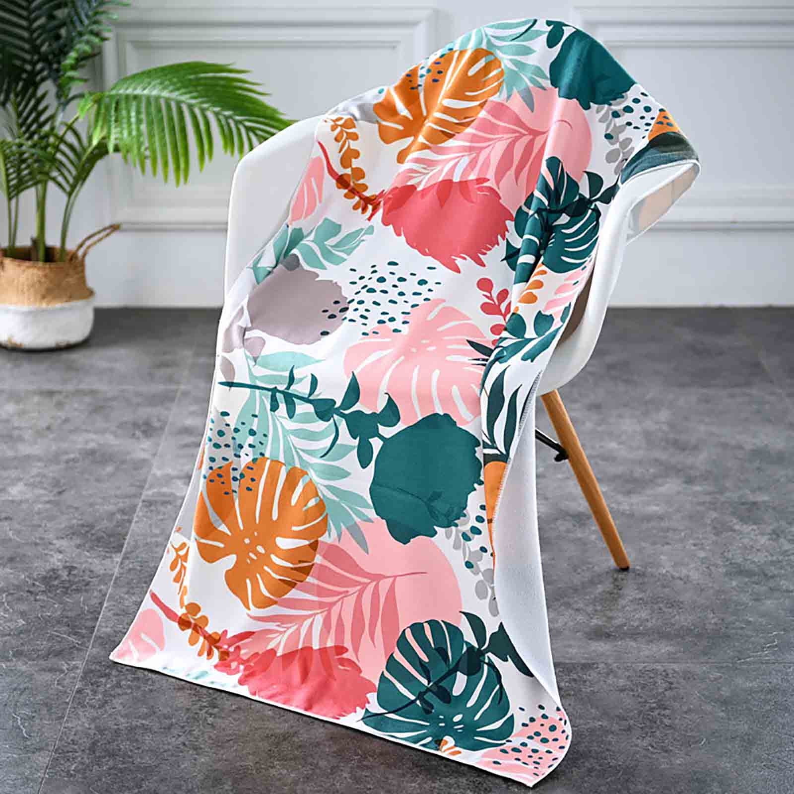 BGZLEU Microfiber Beach Towel, Tropical Flowers Fruit Women Quick Dry ...