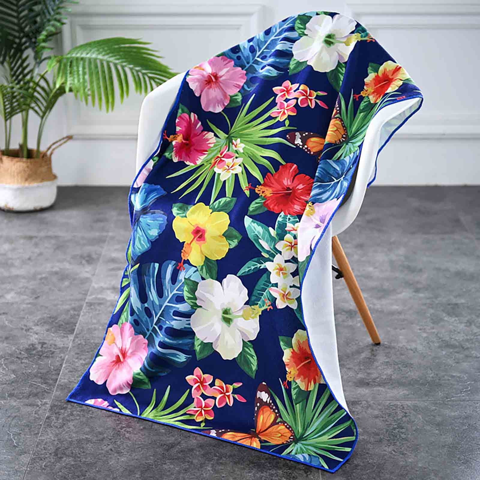 BGZLEU Microfiber Beach Towel, Tropical Flowers Fruit Women Quick Dry ...