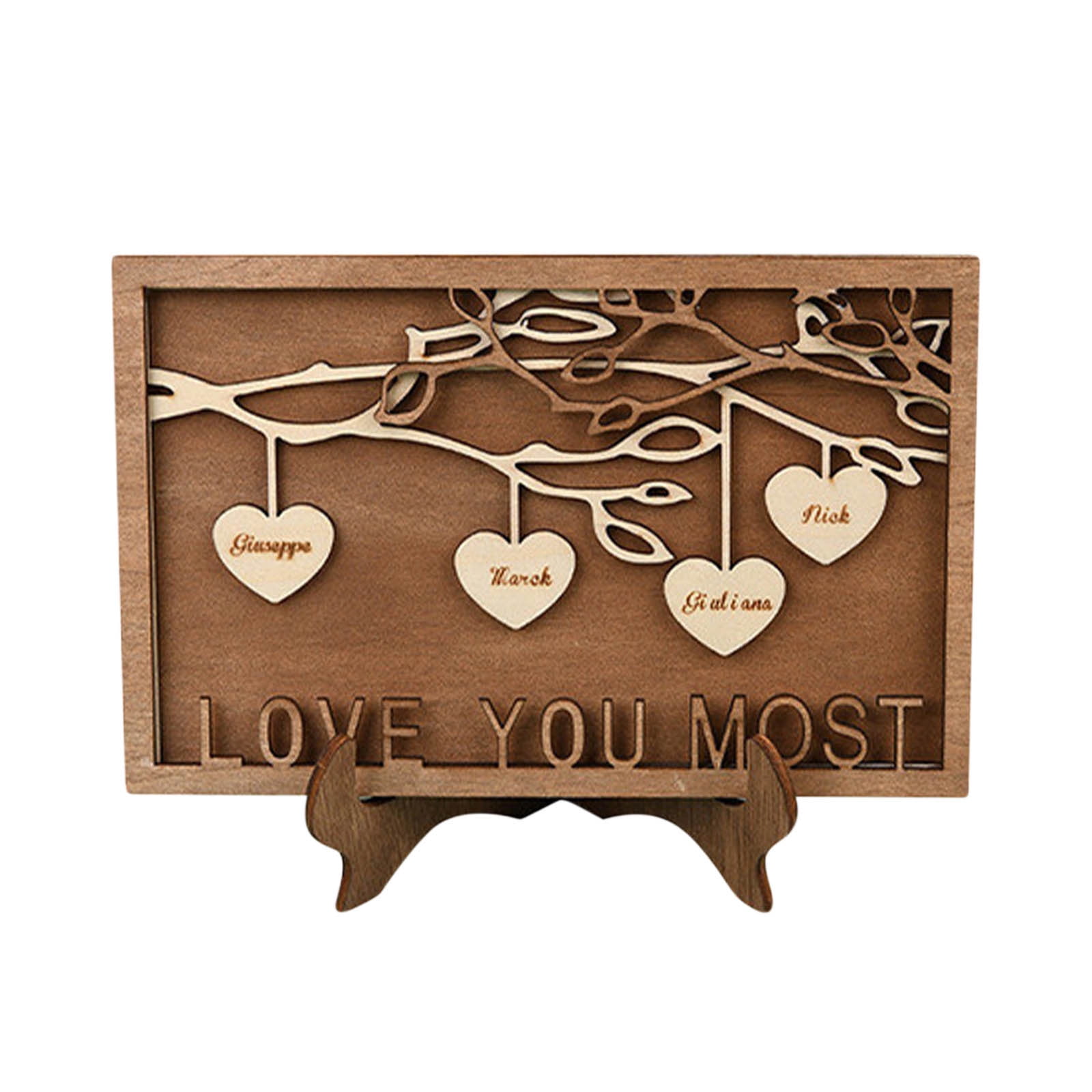 BGZLEU Personalized Wooden Family Tree Plaque with Custom Engraved ...