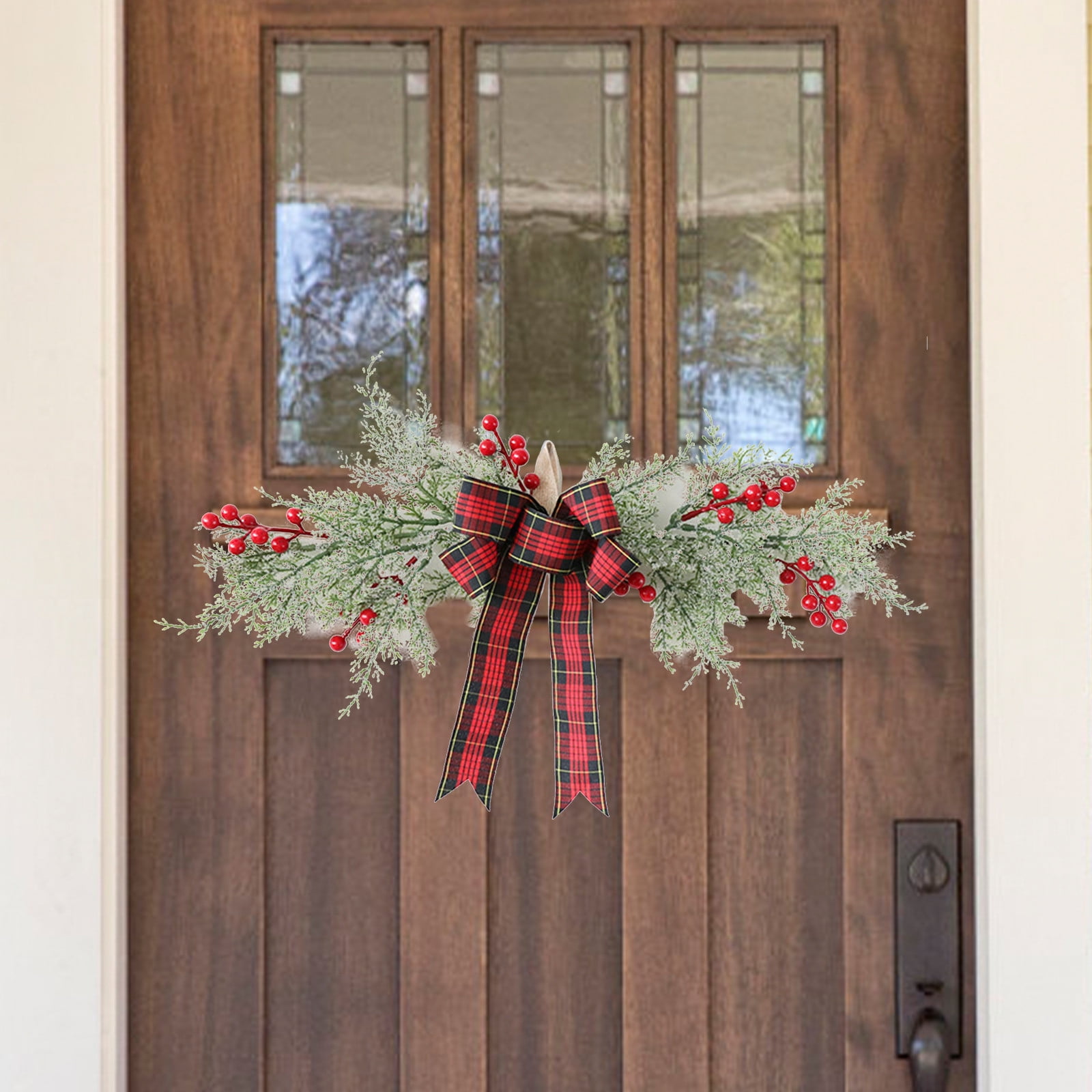 BGZLEU Red Berry Pine Spruce Cypress Christmas Garland, Winter ...