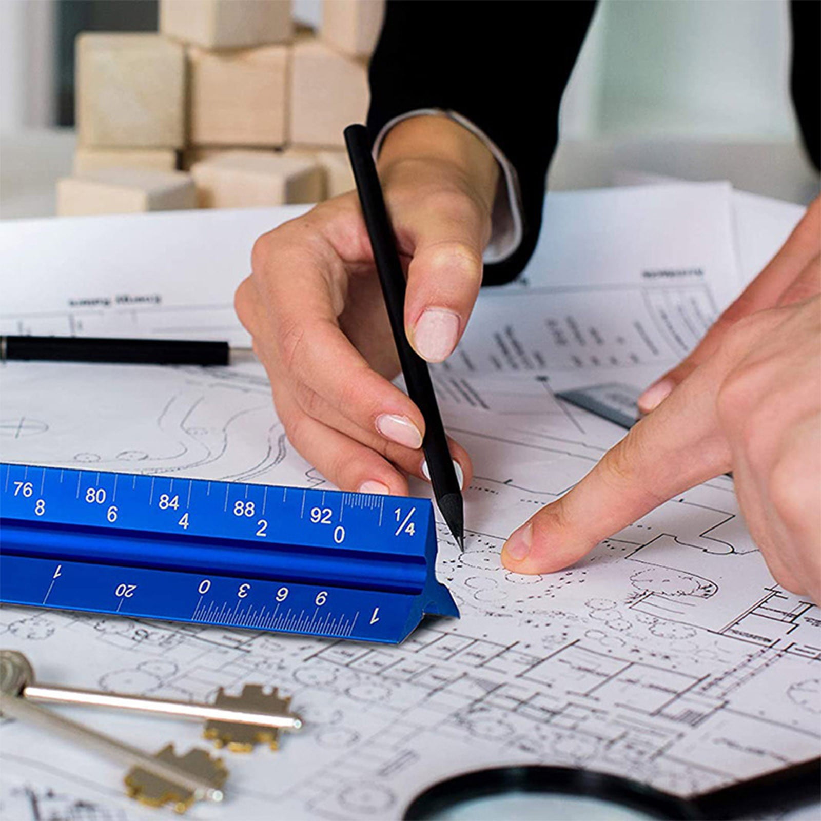 BGZLEU Set of 3 Aluminum Engineering Scale Metal Ruler Set ...