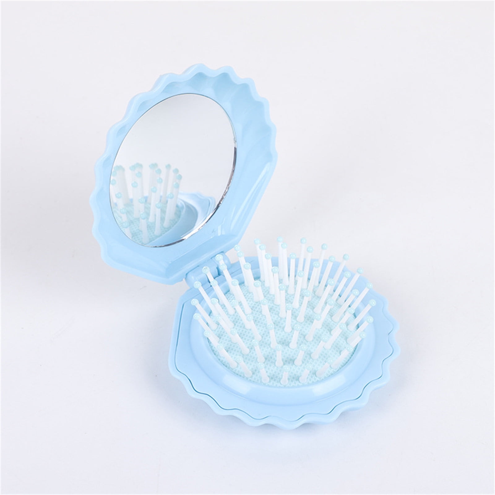 BGZLEU Shell Shape Travel Hair Brush with Small Mirror, Compact Mirror ...