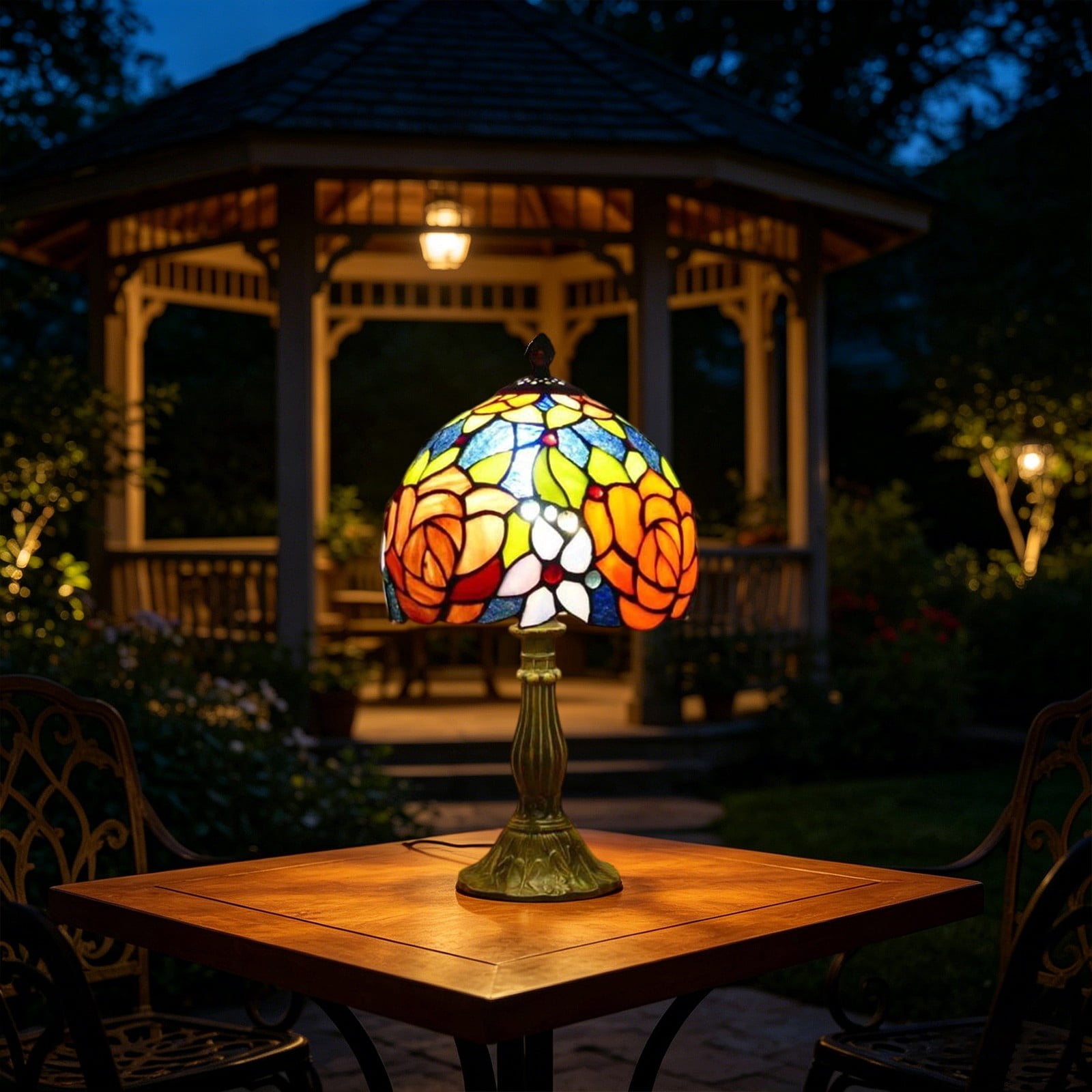 BGZLEU Stained Glass Table Lamp,Vintage Style Desk Lamp,Mid Century ...