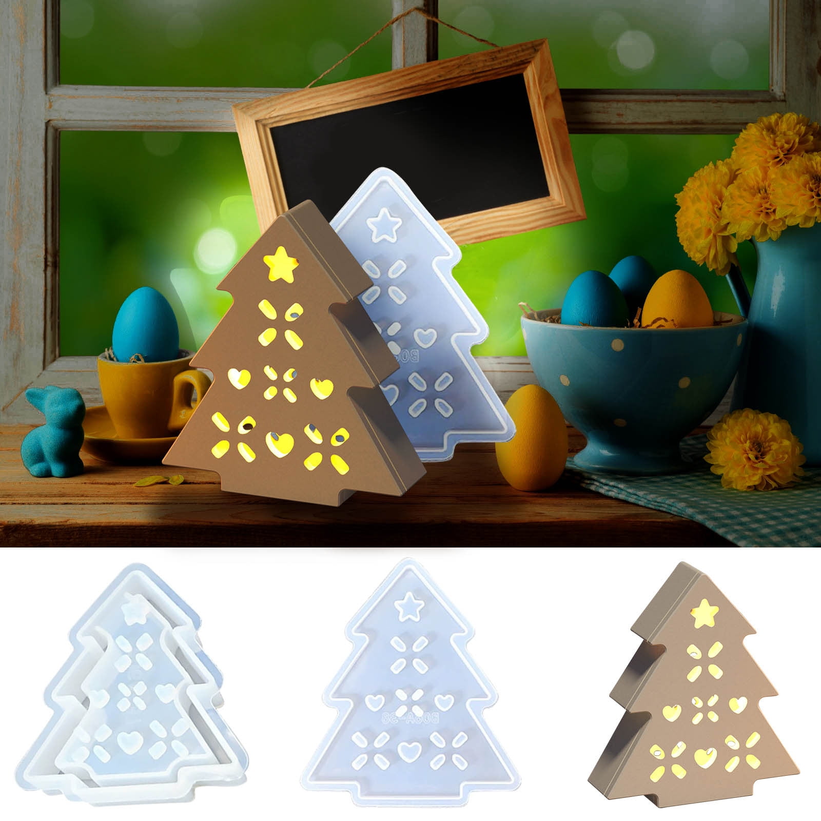 BGZLEU Tree Shaped Mould Gypsum Silicone Mold, 3D Animal Mold Large ...