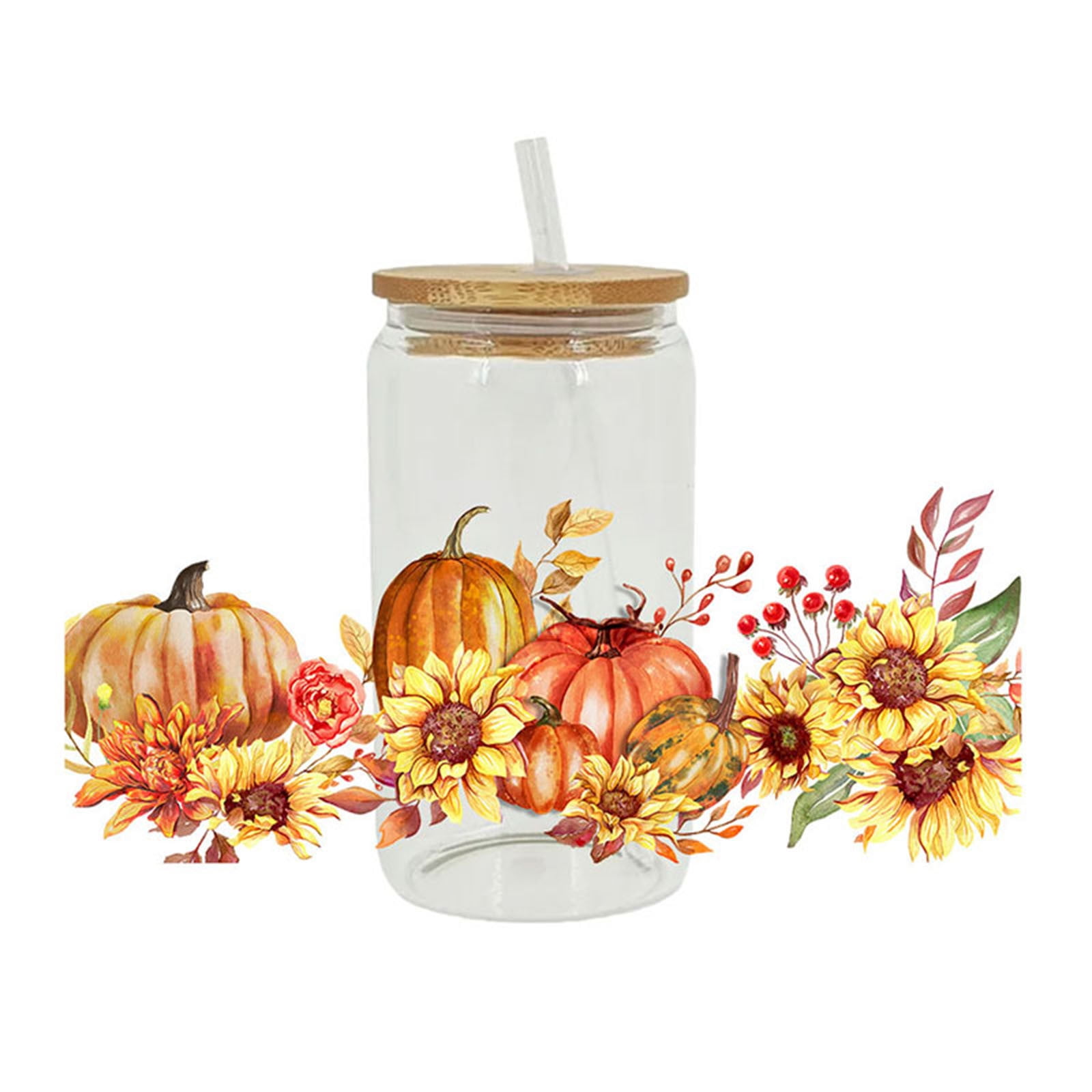 BGZLEU UV DTF Cup Wrap, Fall Theme Harvest Pumpkin Maple Leaf Rub on ...