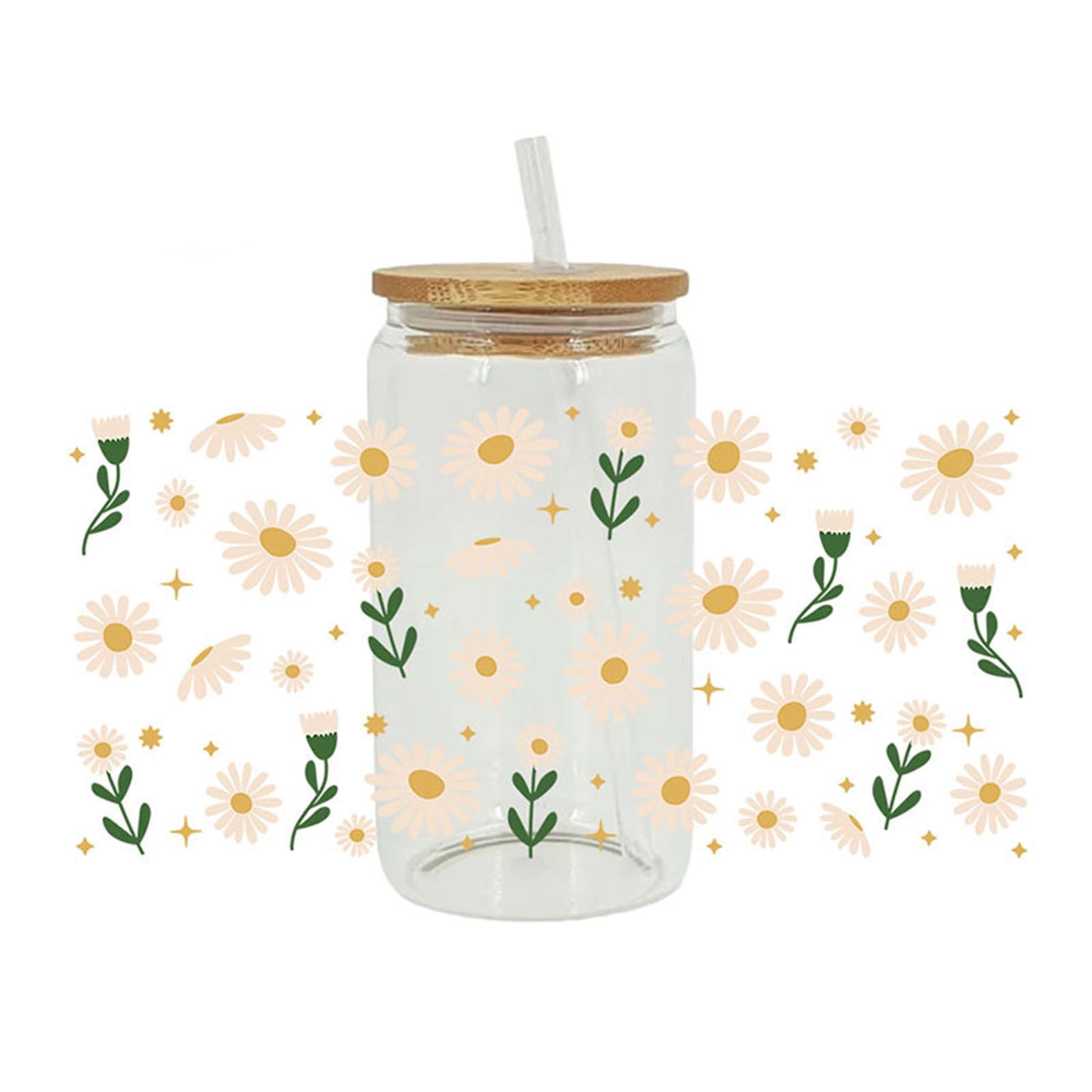 BGZLEU UV DTF Cup Wrap Transfer Stickers for Glass, Butterfly Flower Rub on Transfers for ...