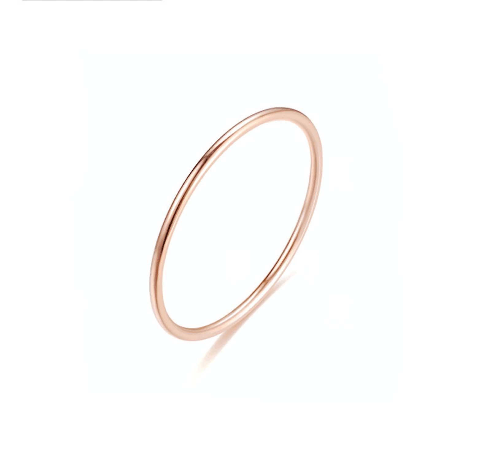 BGZLEU Women's Stainless Steel 1MM Thin Plain Midi Stacking Ring,Band ...