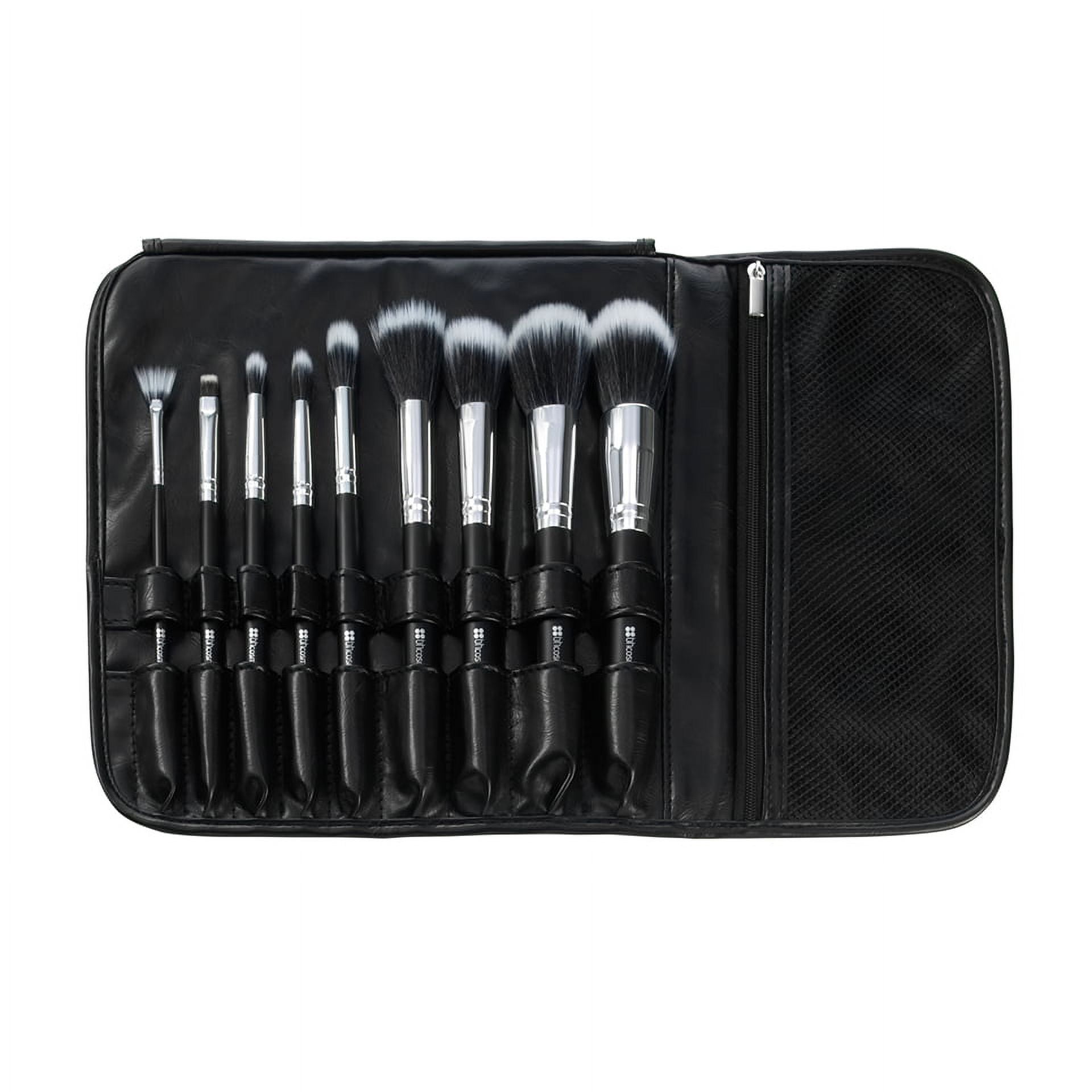 BH Cosmetics Dual Fiber 9 Piece Brush Set with Black Brush Roll ...