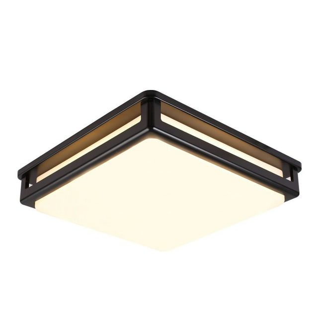 BH&G Brand, 14 inch Integrated Metal Double Square Flush Mount Ceiling ...