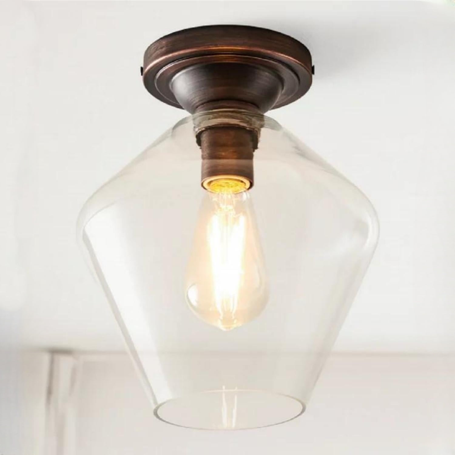 BH&G 9.06in Round Industrial LED Ceiling Light Farmhouse Clear Glass ...