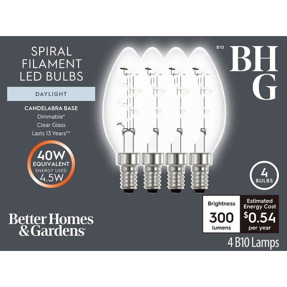 Better Homes & Gardens LED Light Bulb, 4.5W (40W Equivalent), Dimmable ...