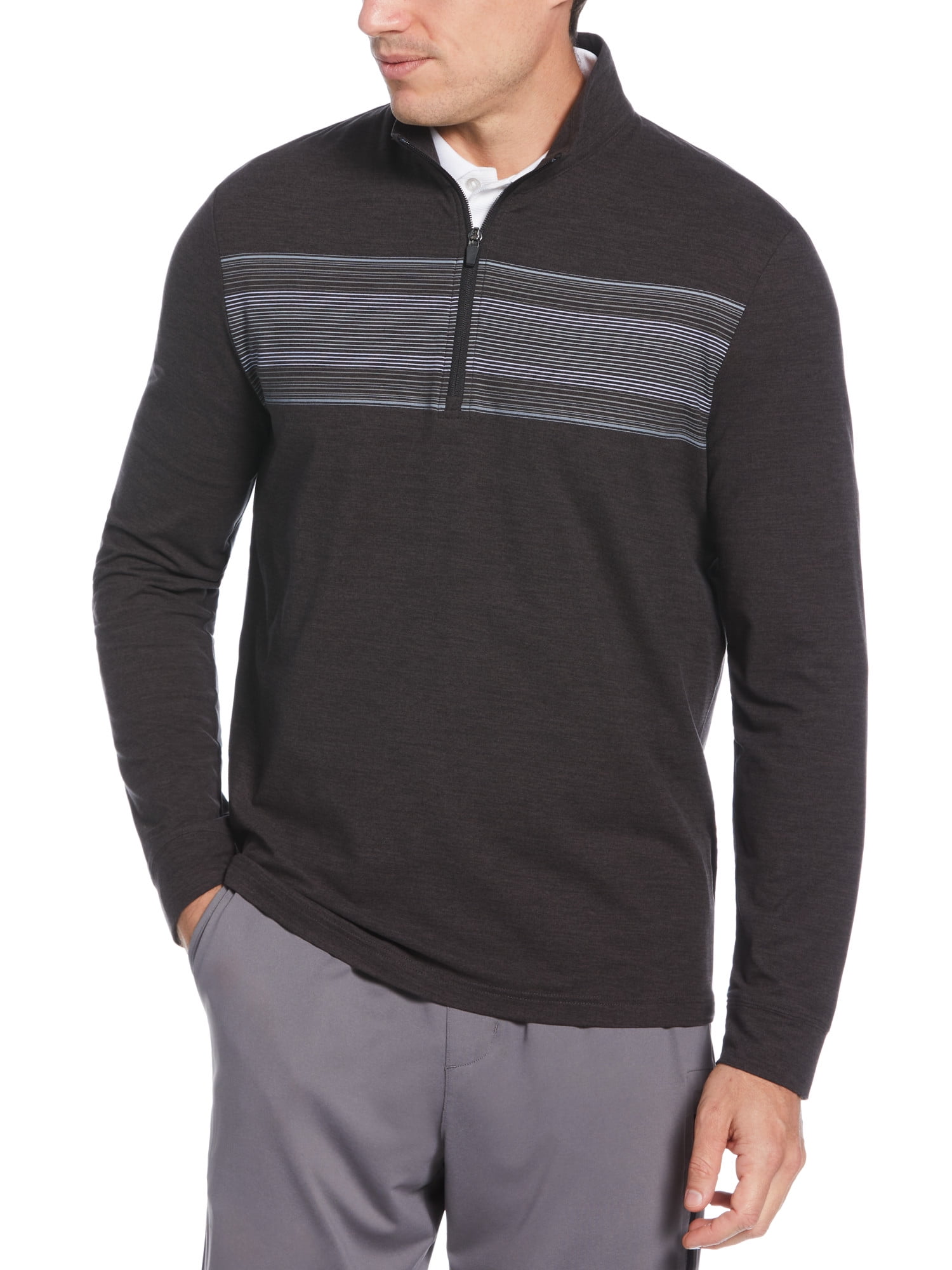 Ben Hogan Men's and Big Men's Multi Color Stripe Chest Print 1/4 Zip ...
