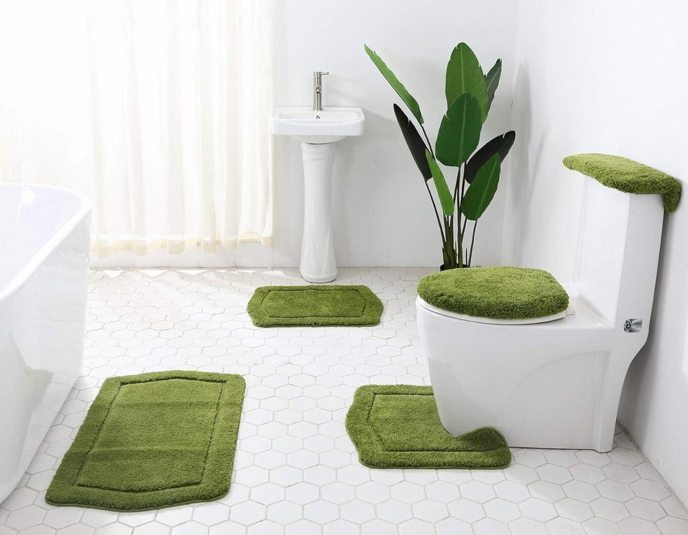 BH Home & Linen 5-Piece Luxurious Ultrasoft Bath Rugs Set. Contains ...