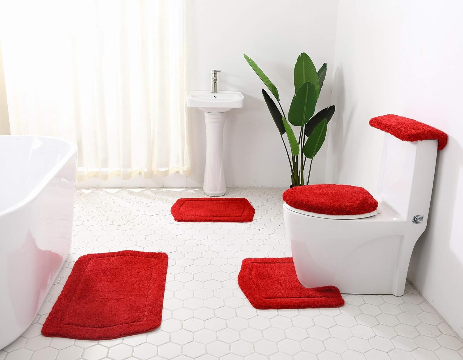 BH Home & Linen 5-Piece Luxurious Ultrasoft Bath Rugs Set. Contains ...