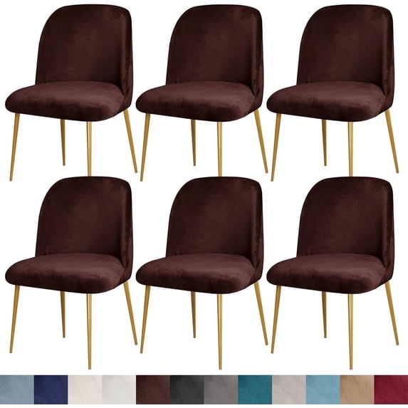 BH-JJSMGS Velvet Curved Back Chair Covers Round Back Dining Room Chair ...