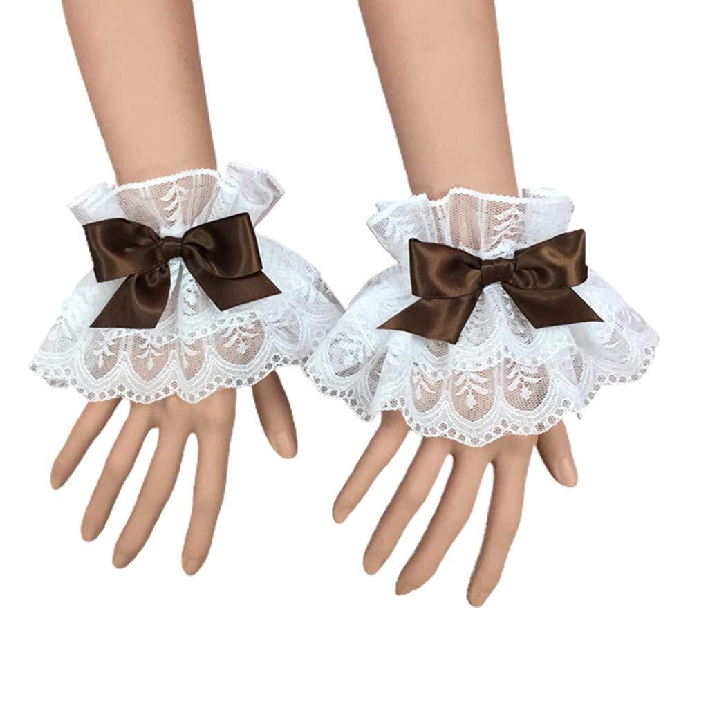 BH-JJSMGS Women Bracelet Women Lolita Hand Sleeve Wrist Cuffs Ruffled ...