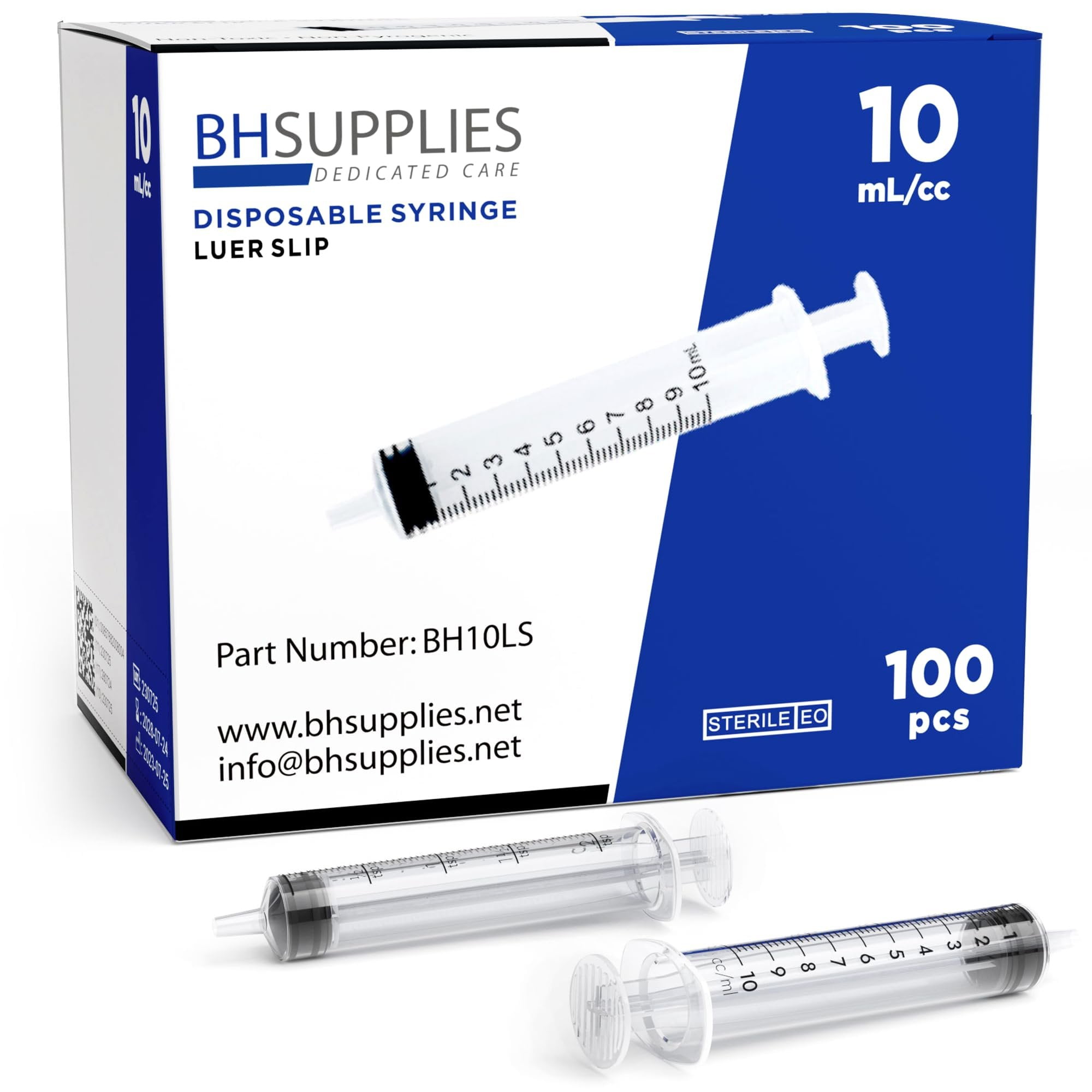 BH Supplies 10ml Luer Slip Tip Syringes No Needle - Sterile ...