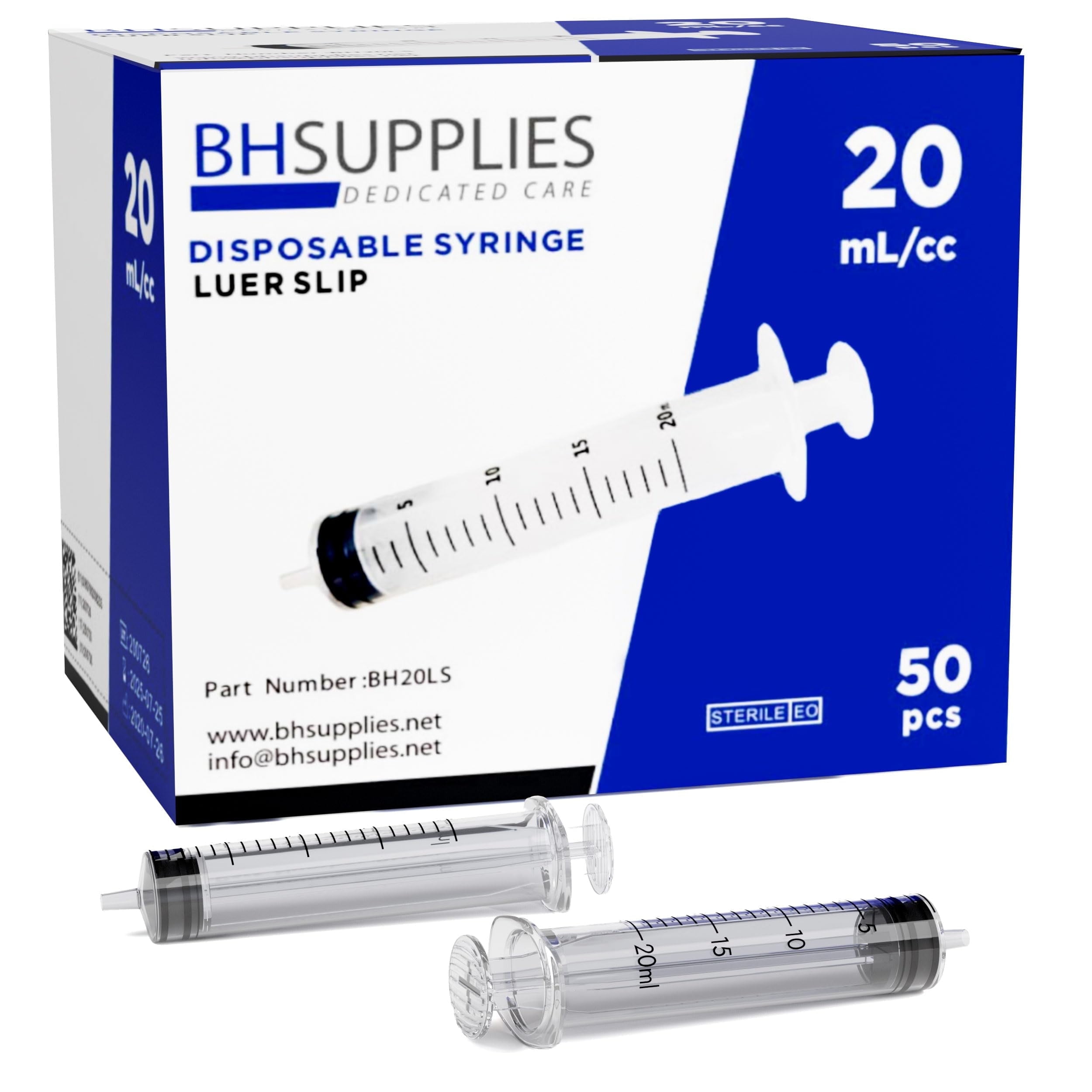 BH Supplies, 20ml Luer Slip Tip Syringes, No Needle, 50 pack - Walmart.com
