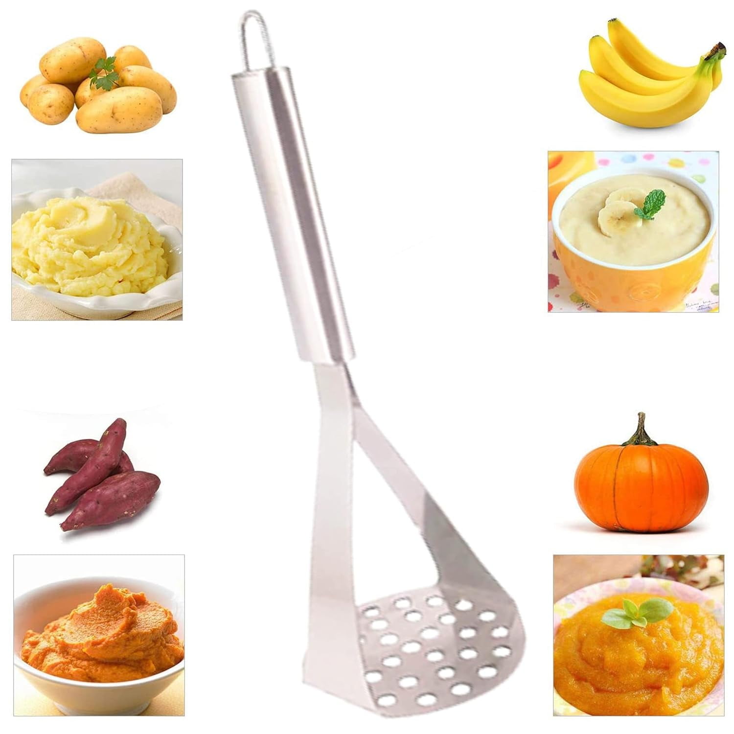 BHANSAZ Stainless Steel Potato Vegetable Ricer MasherPav Bhaji Masher ...