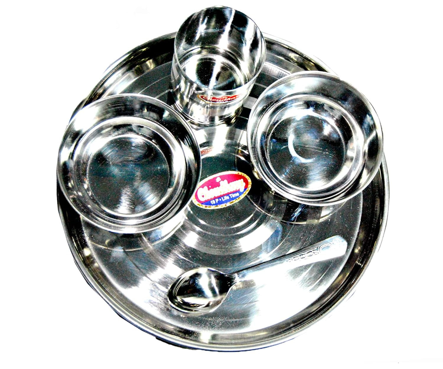 BHATI Stainless Steel Thali Bhojan Set of Dinner Plate Katori Bowl ...