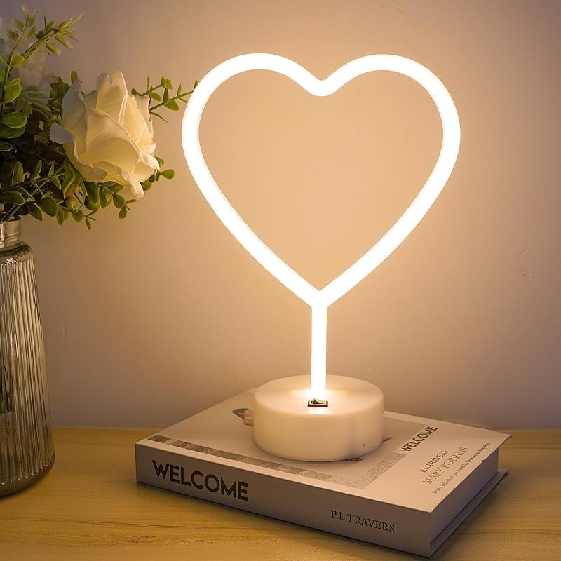 BHCLIGHT Pink Heart Neon Sign, LED Neon Light Battery Operated or USB ...