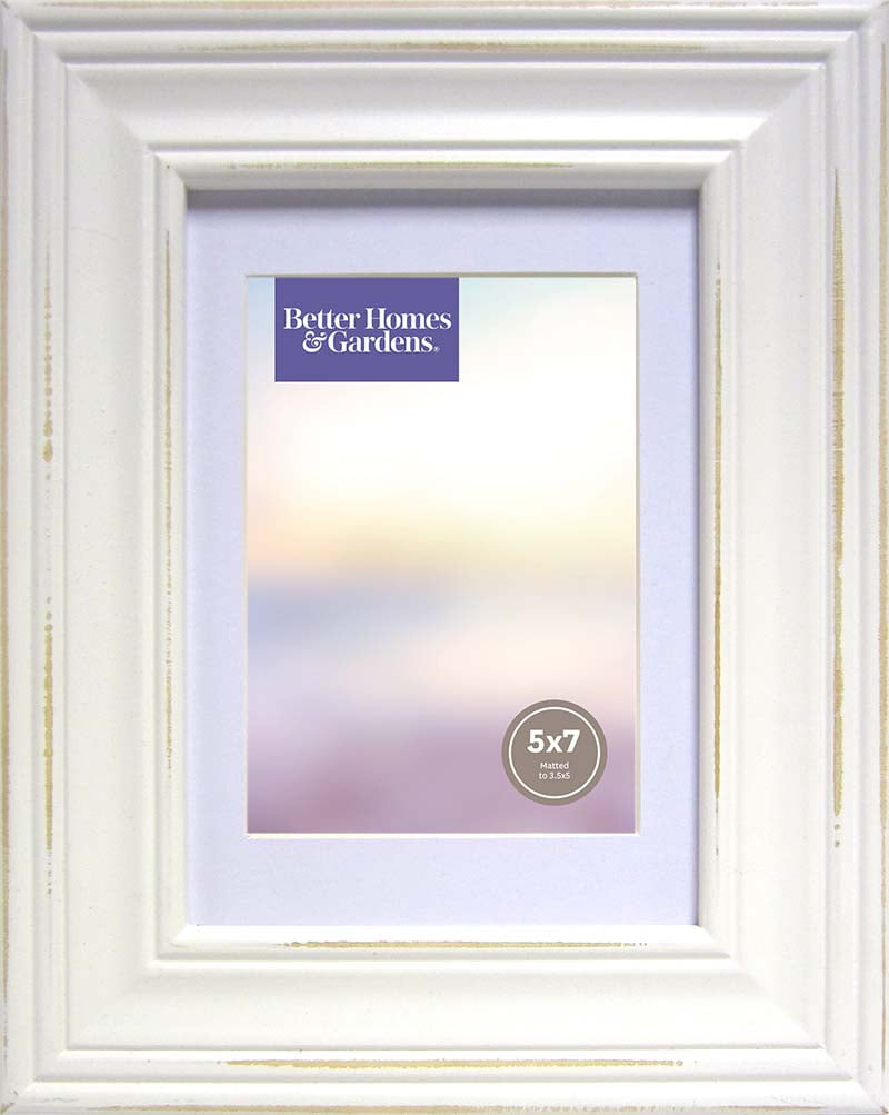 Better Homes & Gardens 5x7 White Distressed Rustic Frame with Easel ...