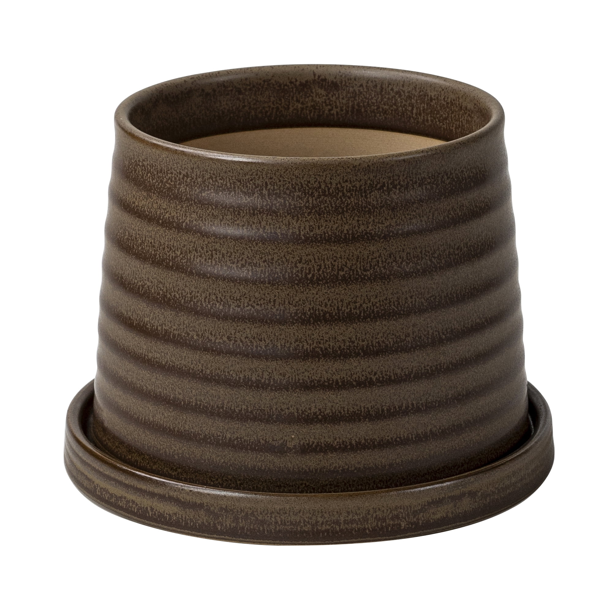 Better Homes & Gardens 7" x 7" x 5" Round Brown Ceramic Sabrina Plant ...