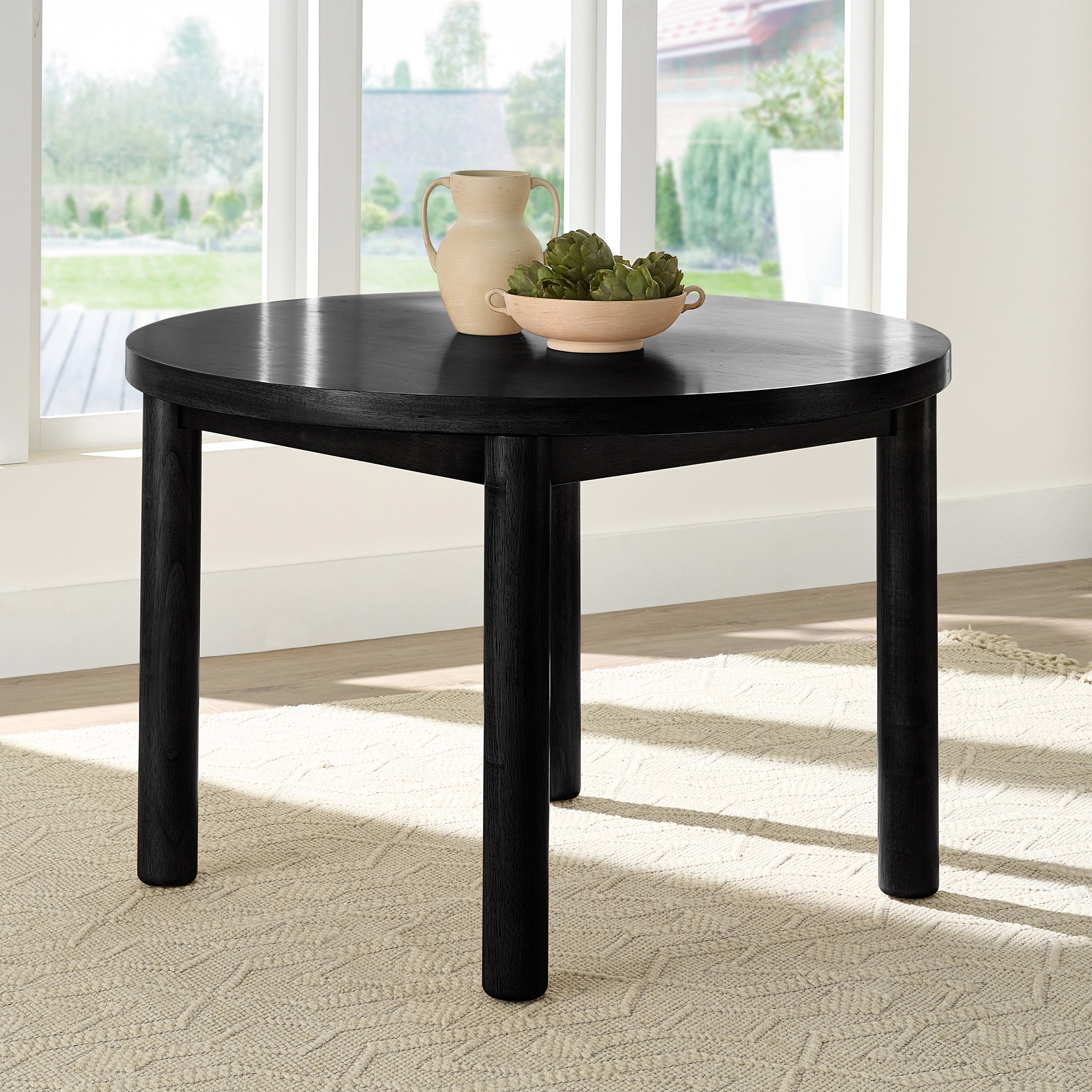 Better Homes & Gardens Adlin 45 in Round 2 in One Shelf Dining Table, Charcoal - Walmart.com