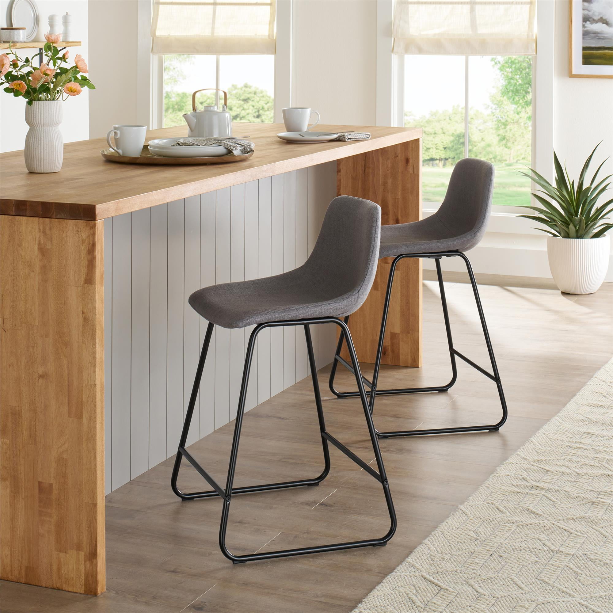 Better Homes & Gardens Farley Scoop Counter Height Stool, Charcoal - Walmart.com