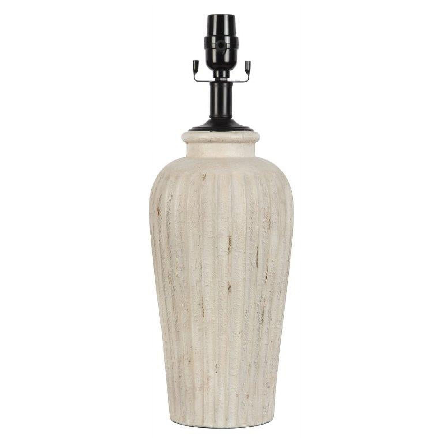 BHG Large Ribbed Ceramic Table Lamp Base, Beige, Transitional Design ...