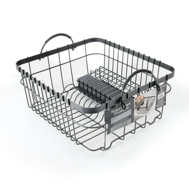 Better Homes & Gardens Metal Dish Rack with Caddy, Antique Gray ...