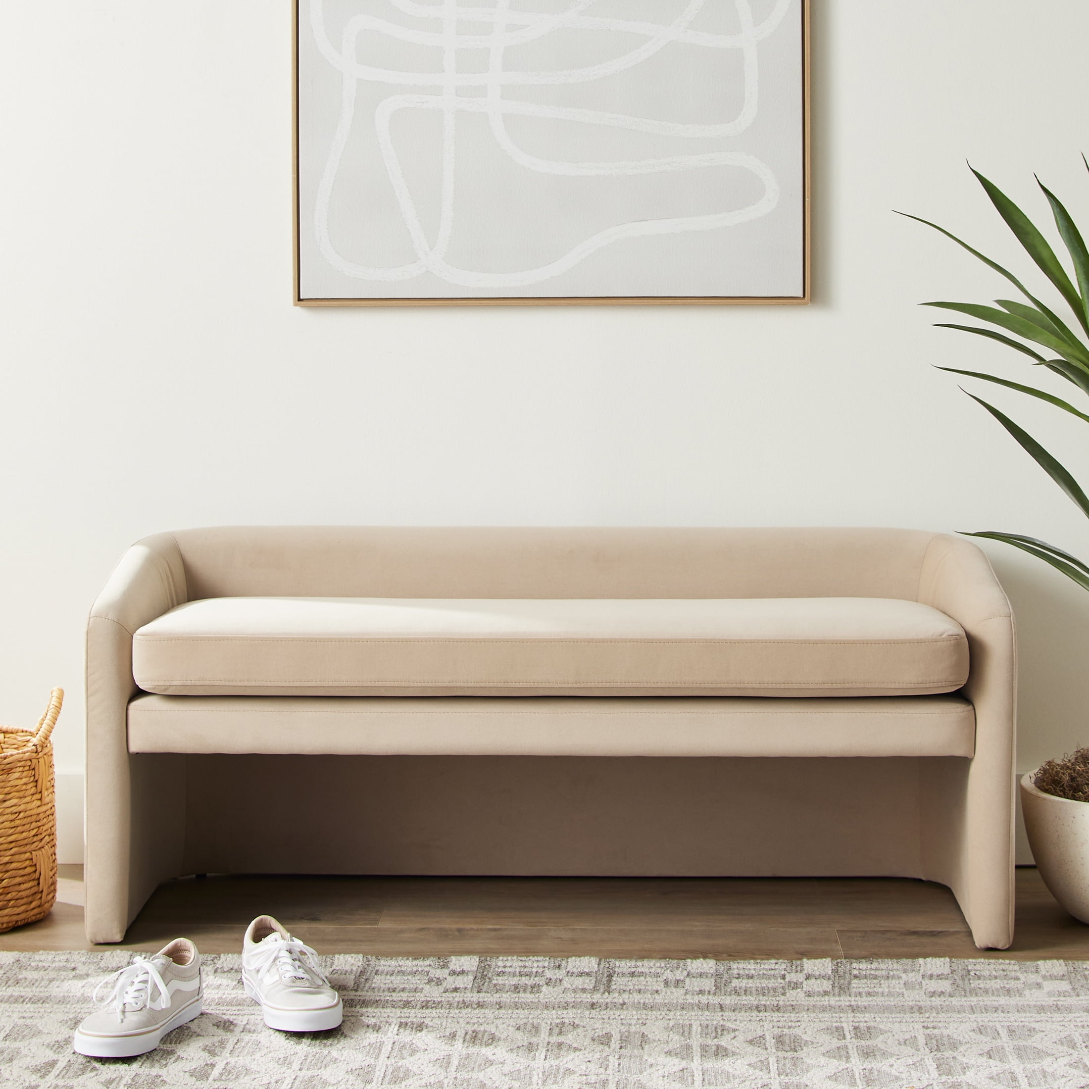 Better Homes & Gardens Wyatt 50" Velvet Accent Bench, Beige - Walmart.com