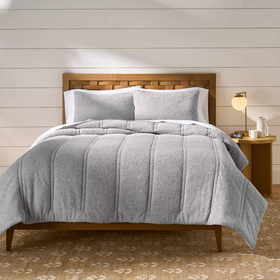 Better Homes & Gardens 3-piece Grey Cozy Knit Comforter Set, Adult ...