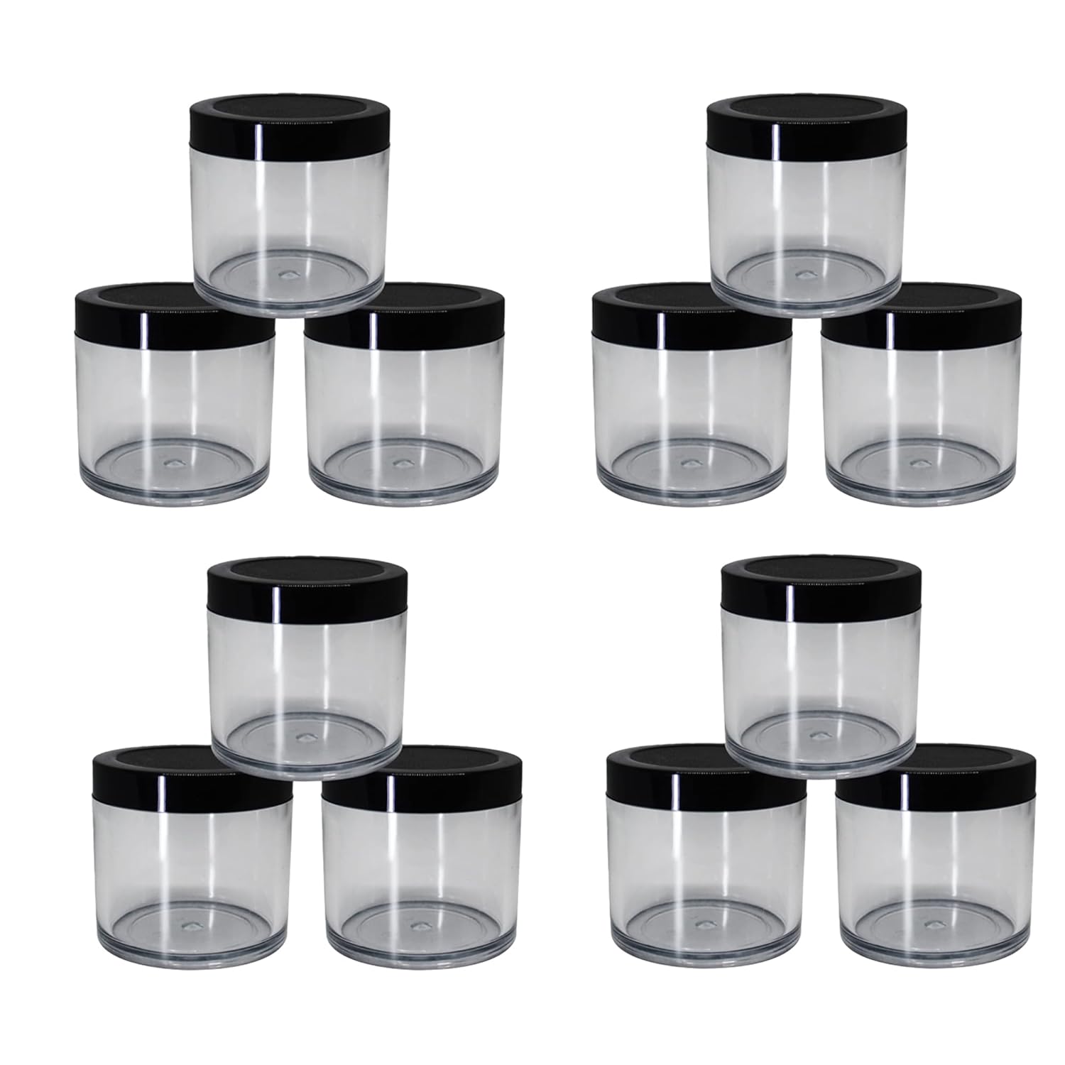 BHIndustry Acrylic Container Jars with Black Outer Lid 100 g Clear Pack ...